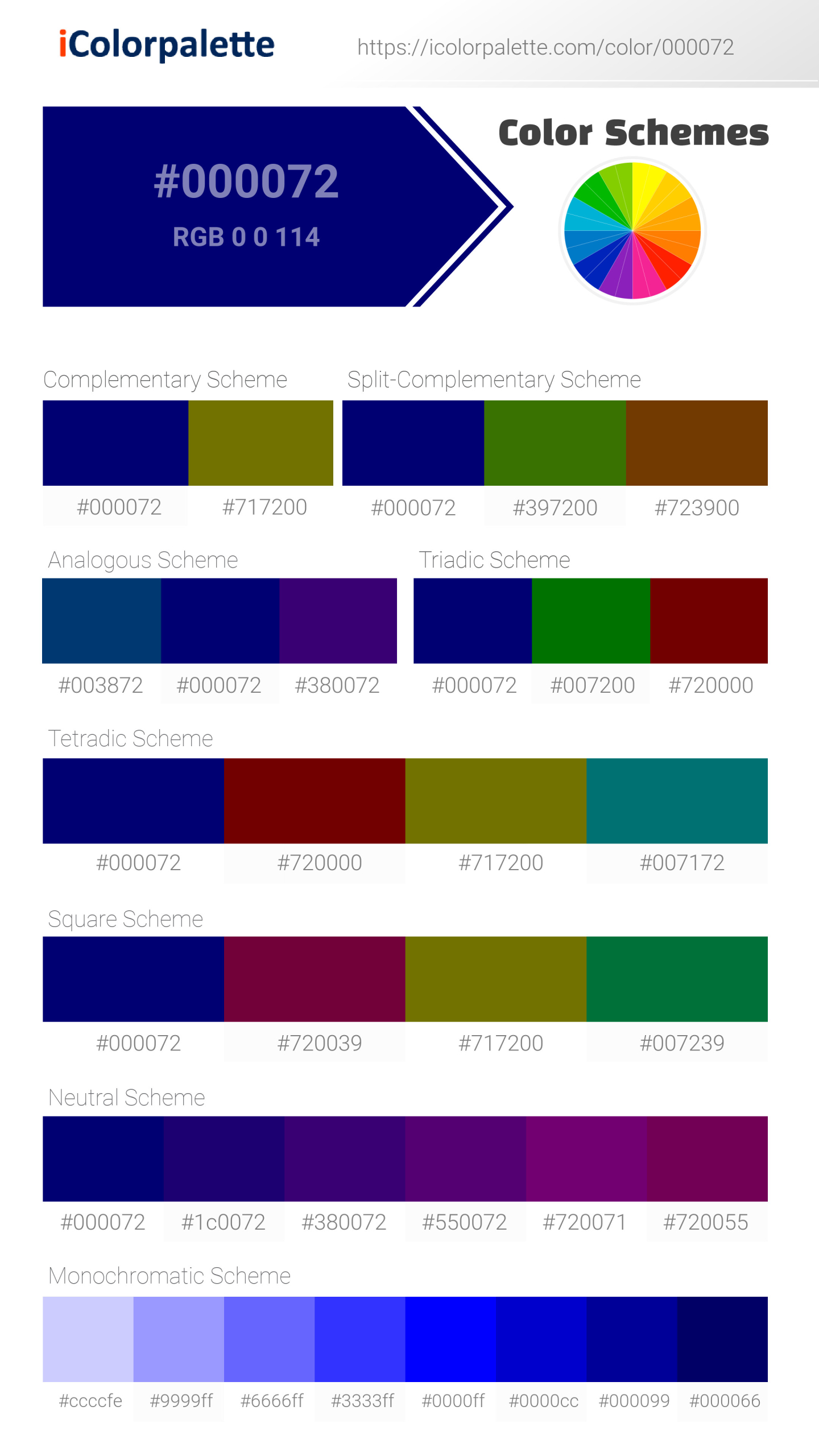Scotch Blue (similar) Color | 000072 information | Hsl | Rgb | Pantone