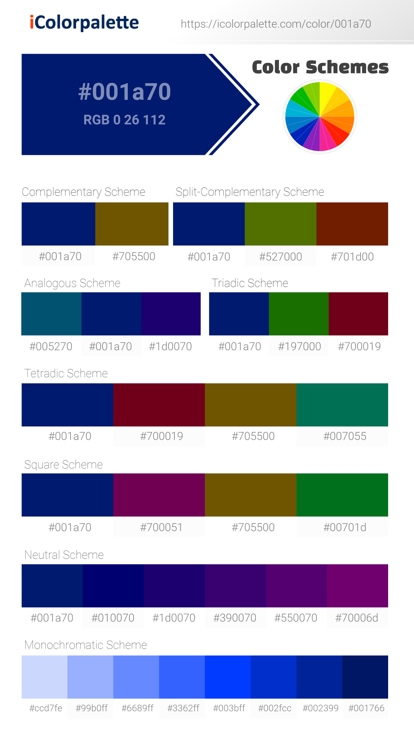 Hex Color #001a70 | Pantone PANTONE 662 C | Hsl | Rgb