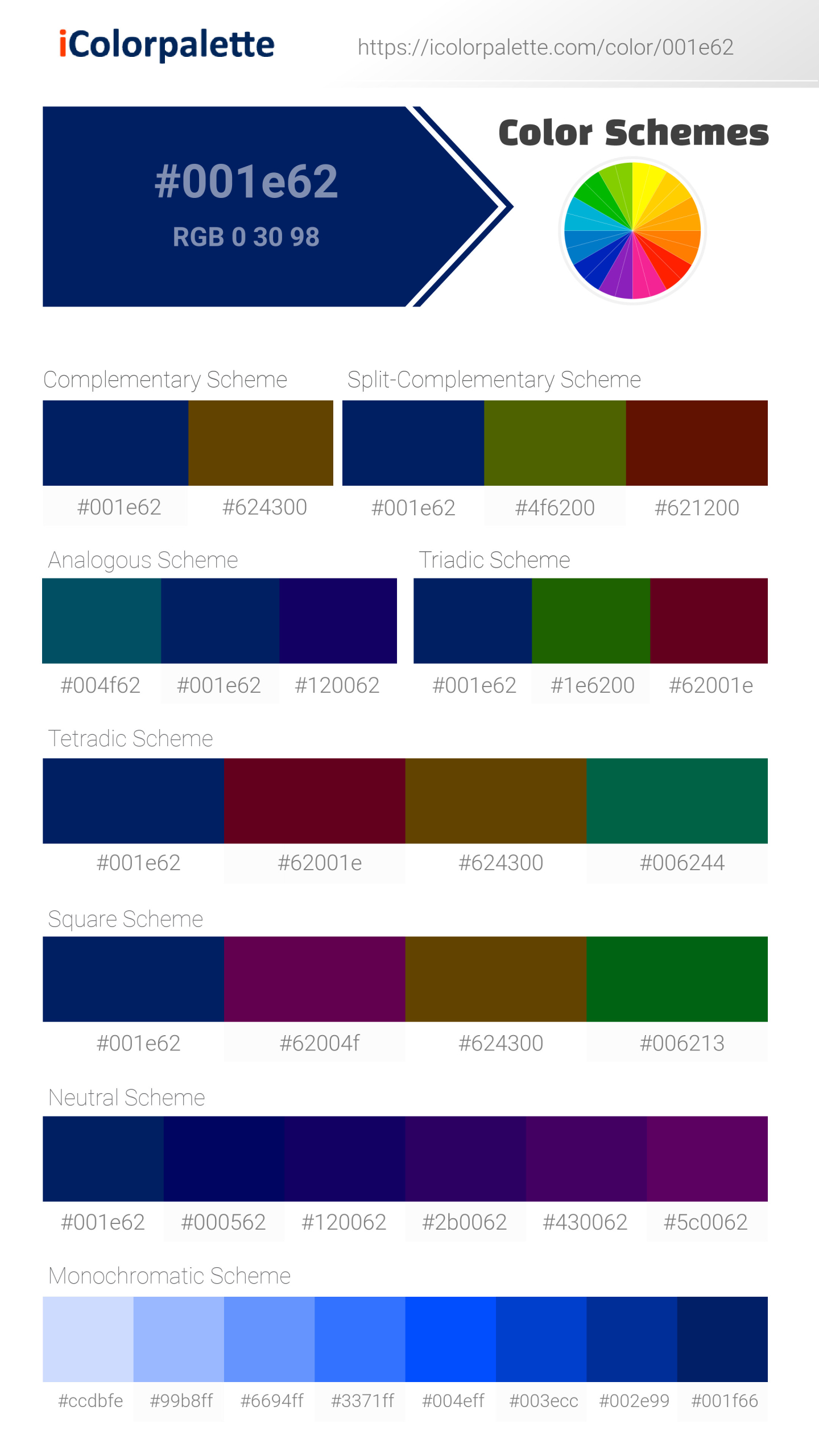 Hex Color #001e62 information | Hsl | Rgb | Pantone