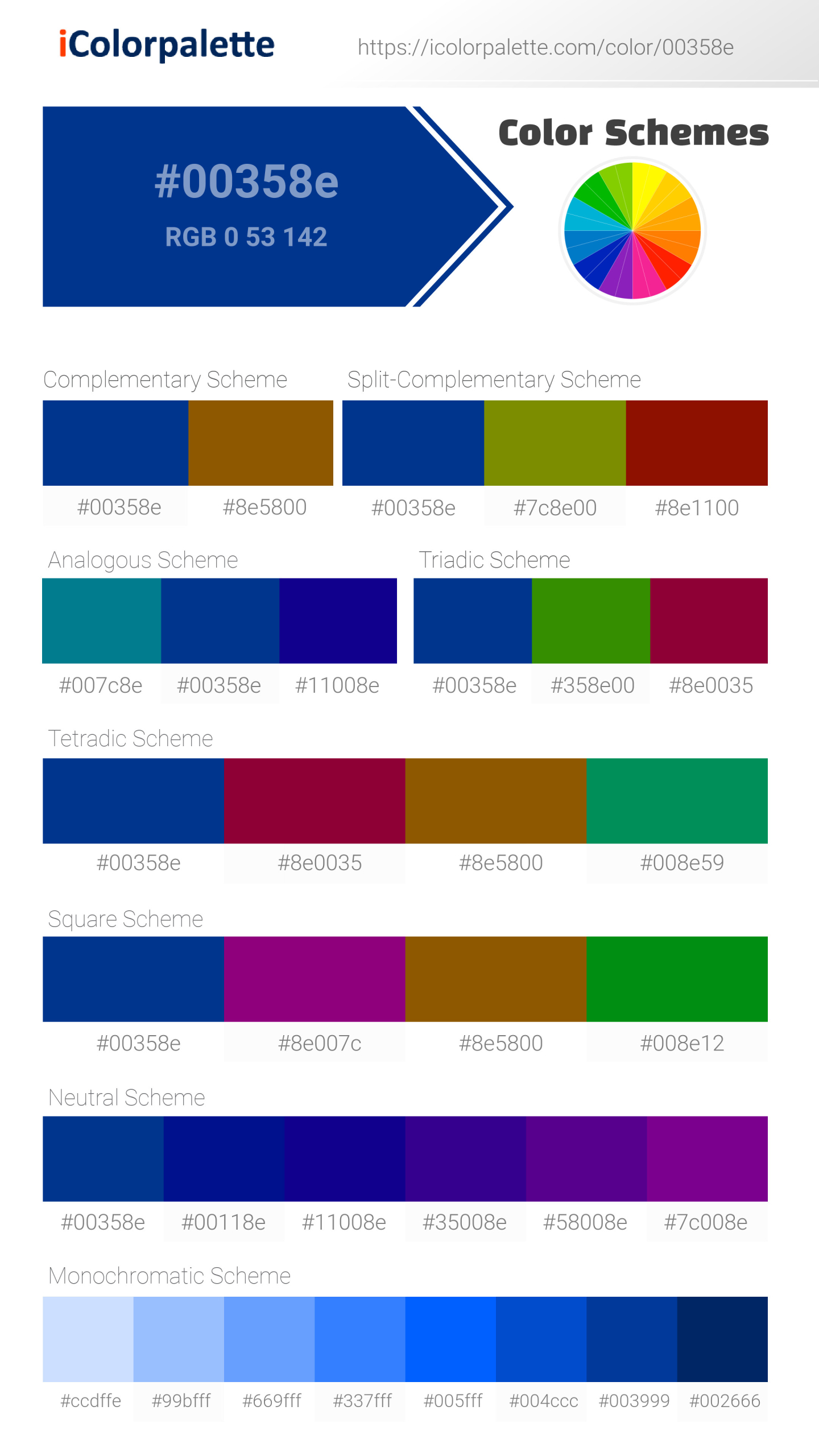 Hex Color #00358e information | Hsl | Rgb | Pantone