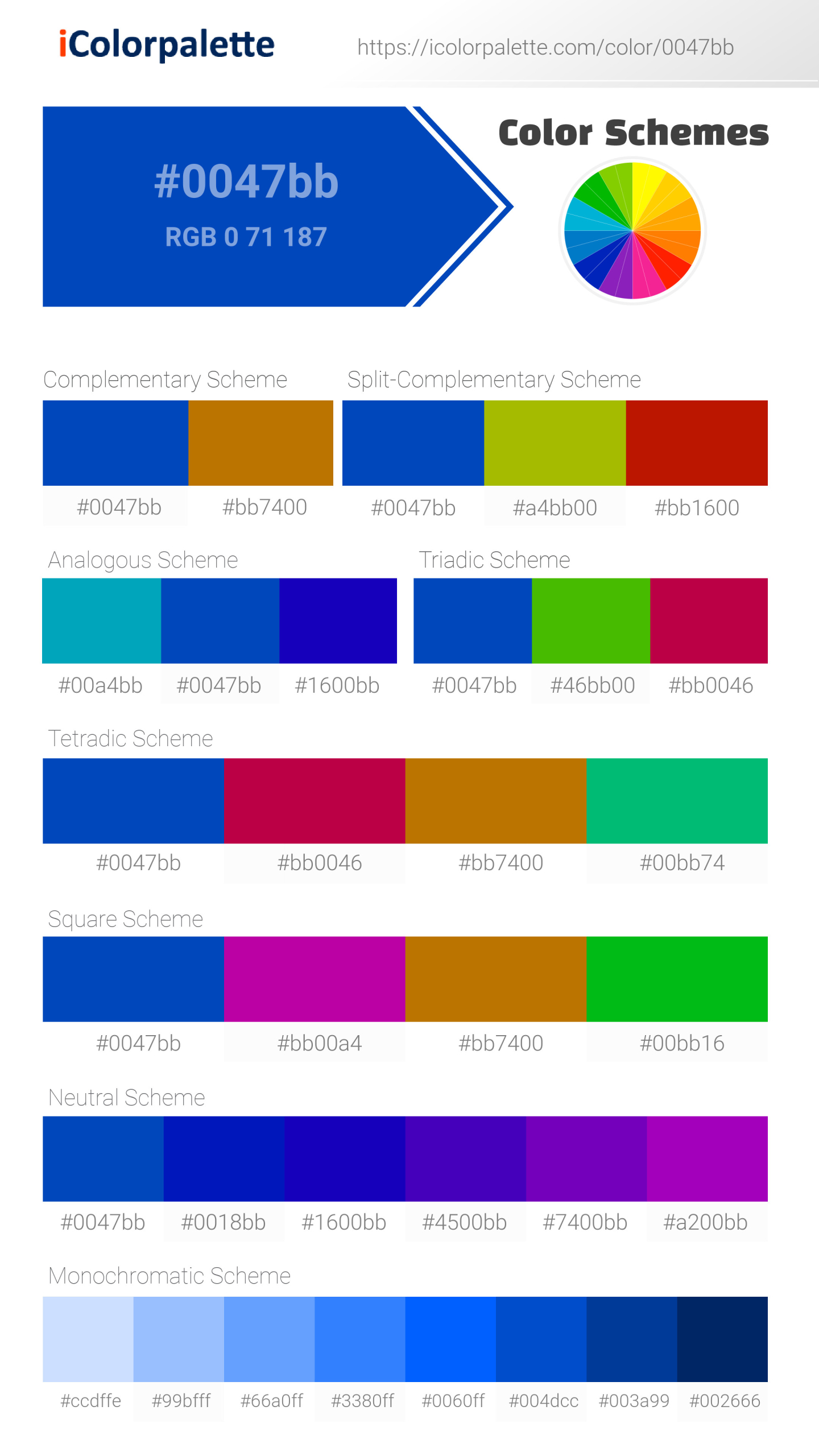 Pantone 2728 C Color Hex Color Code 0047bb Information Hsl Rgb