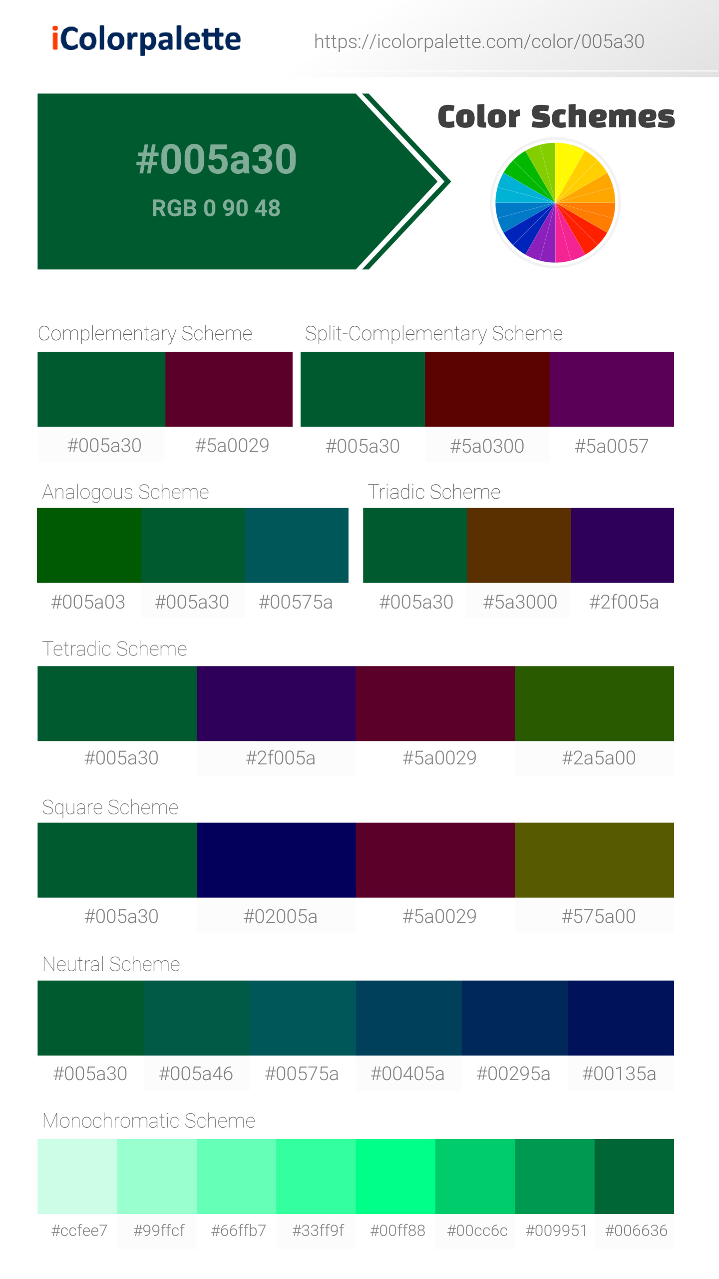 Somber Green (similar) Color | 005a30 information | Hsl | Rgb | Pantone