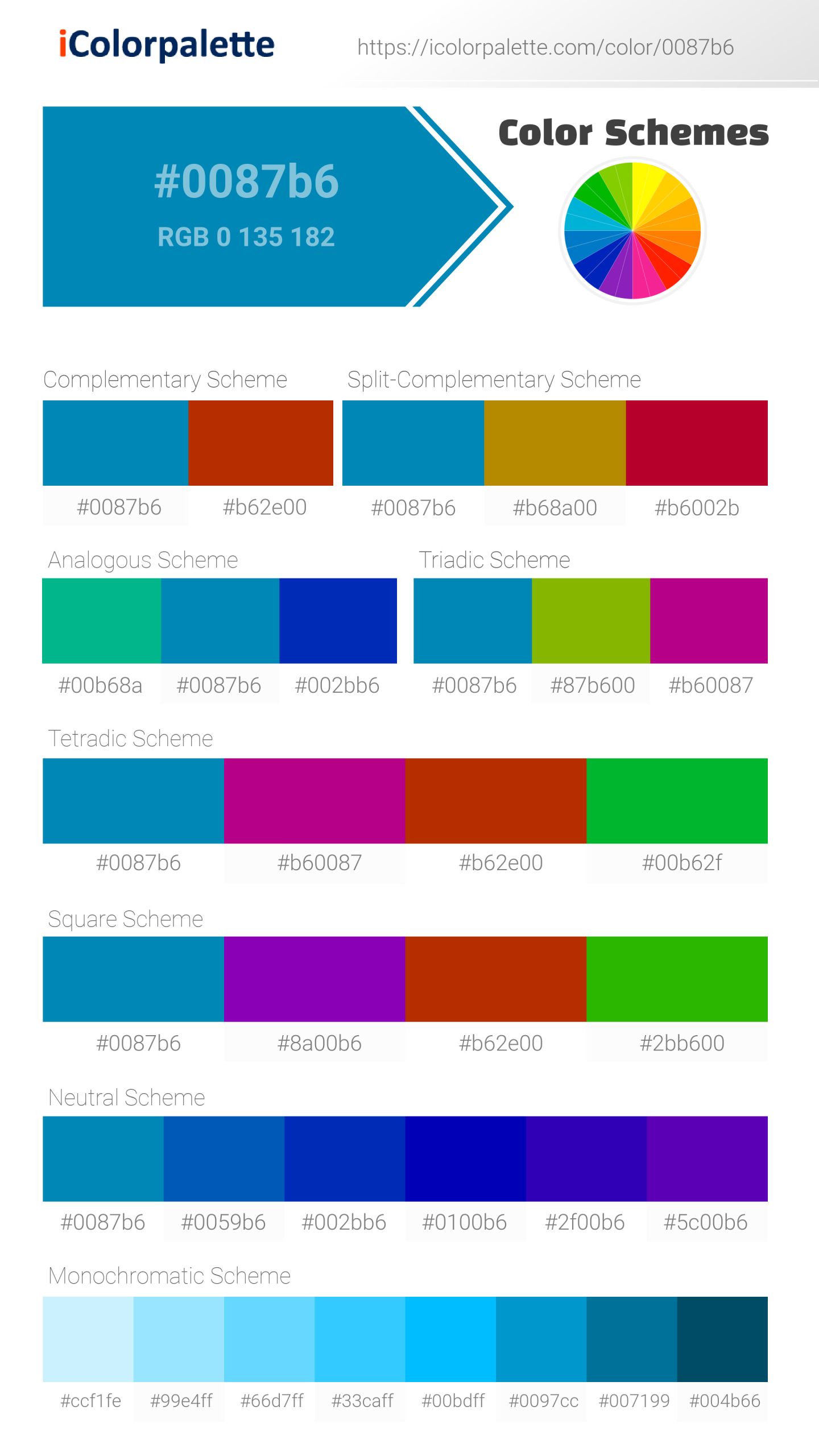Hex Color #0087b6 information | Hsl | Rgb | Pantone