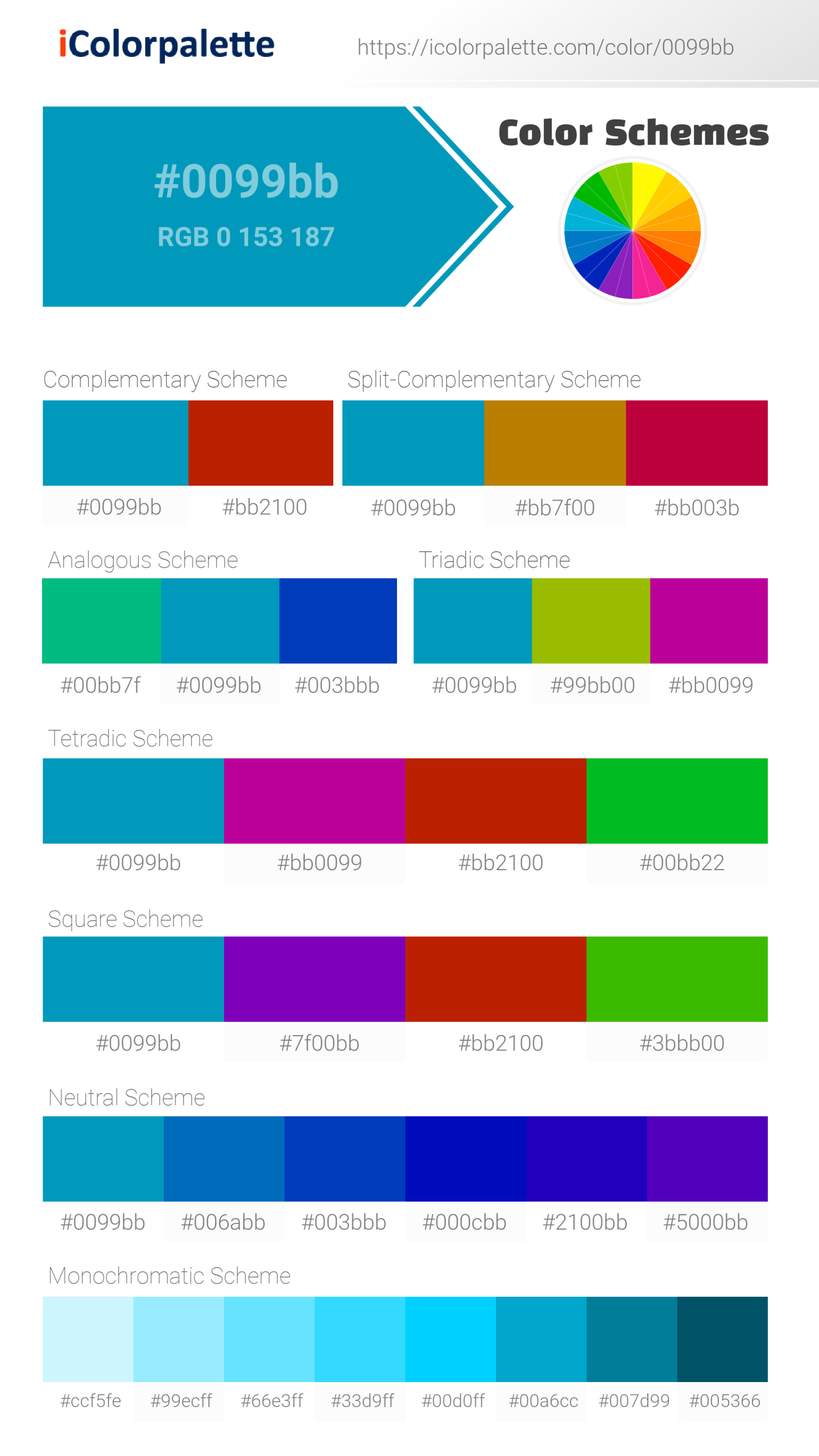Hex Color #0099bb information | Hsl | Rgb | Pantone