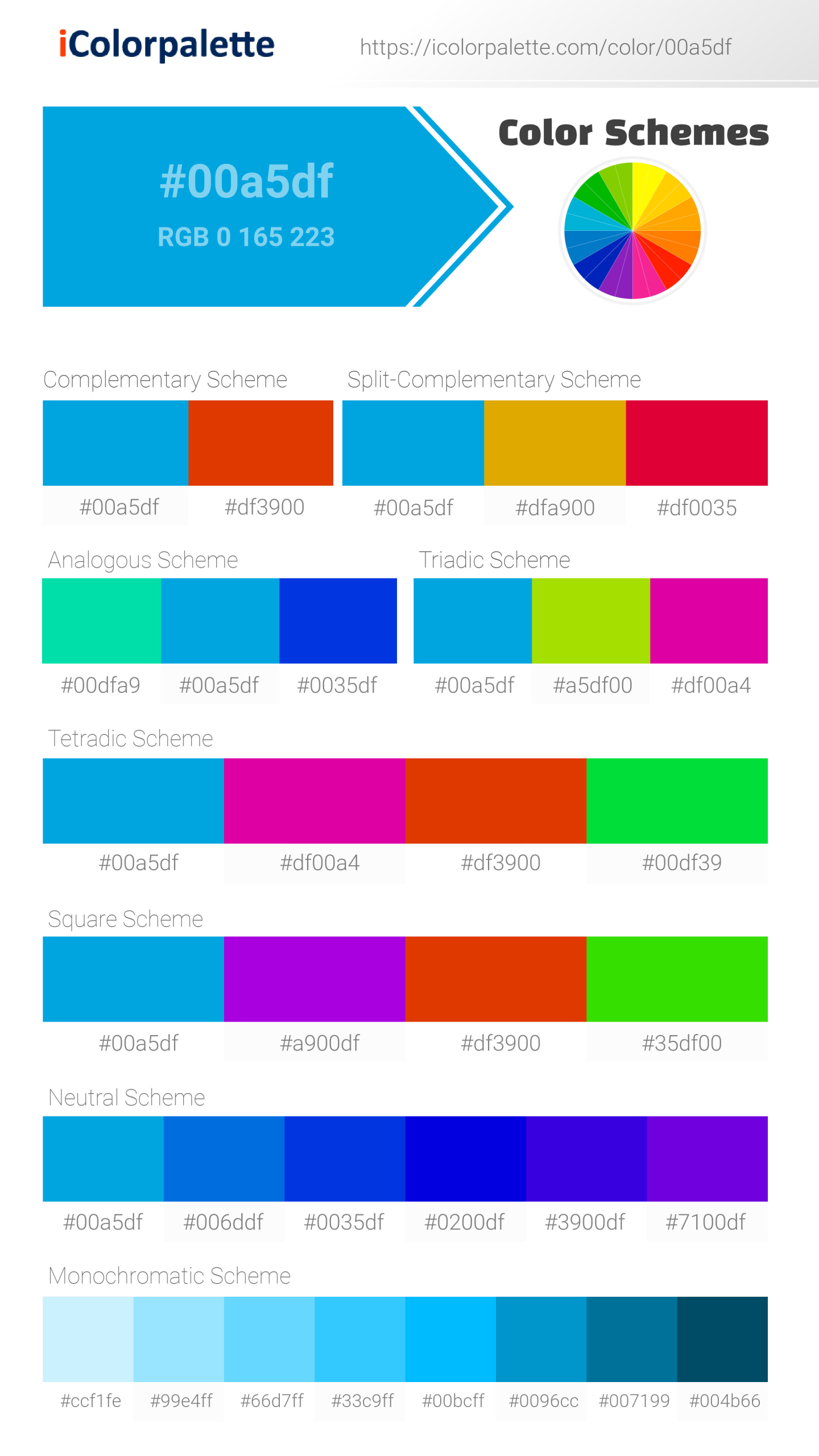 Hex Color #00a5df information | Hsl | Rgb | Pantone