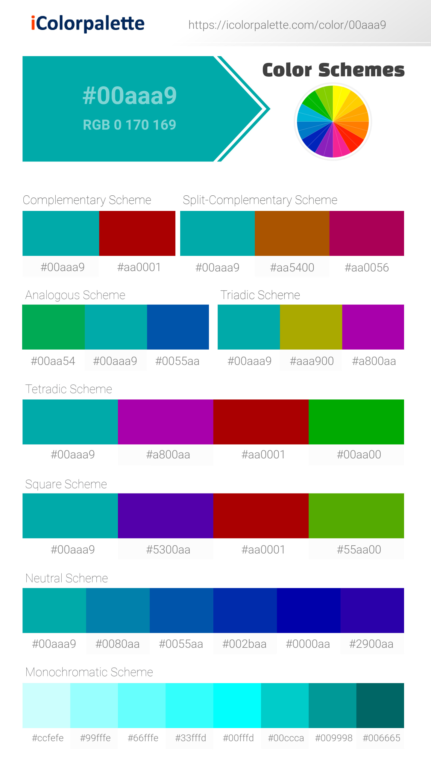Hex Color #00aaa9 information | Hsl | Rgb | Pantone