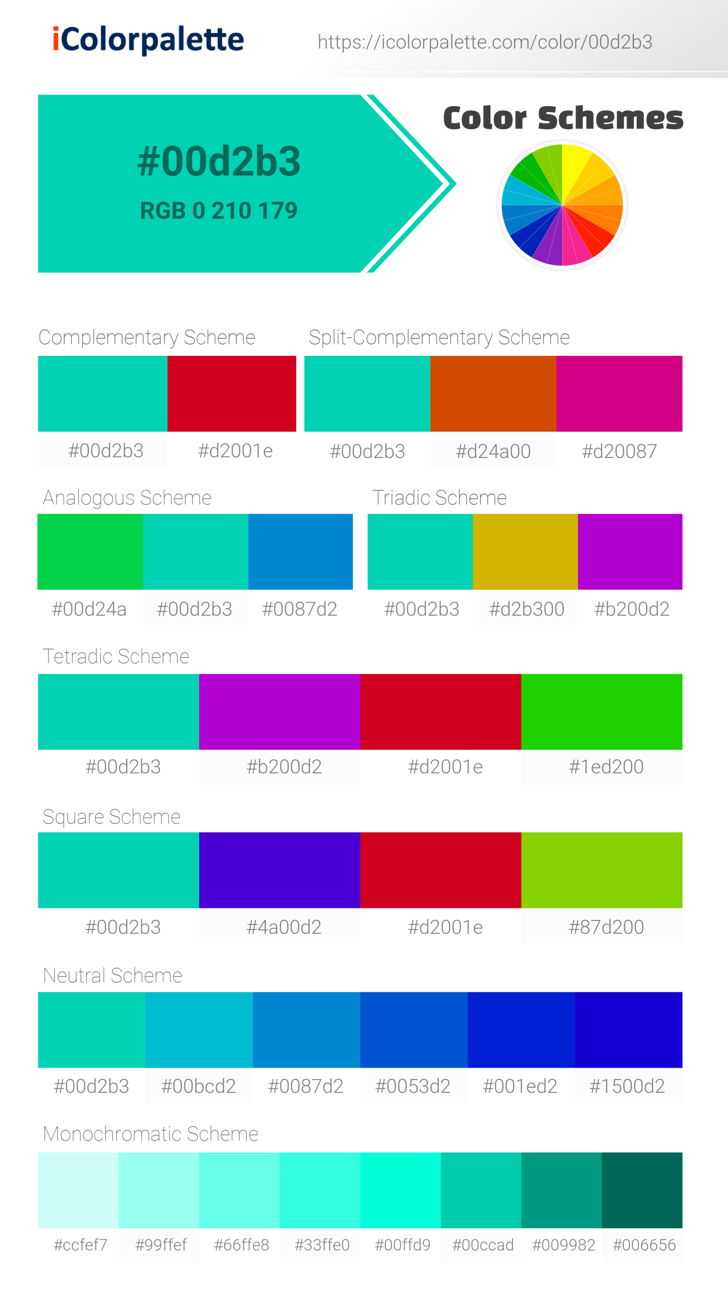 Hex Color #00d2b3 information | Hsl | Rgb | Pantone