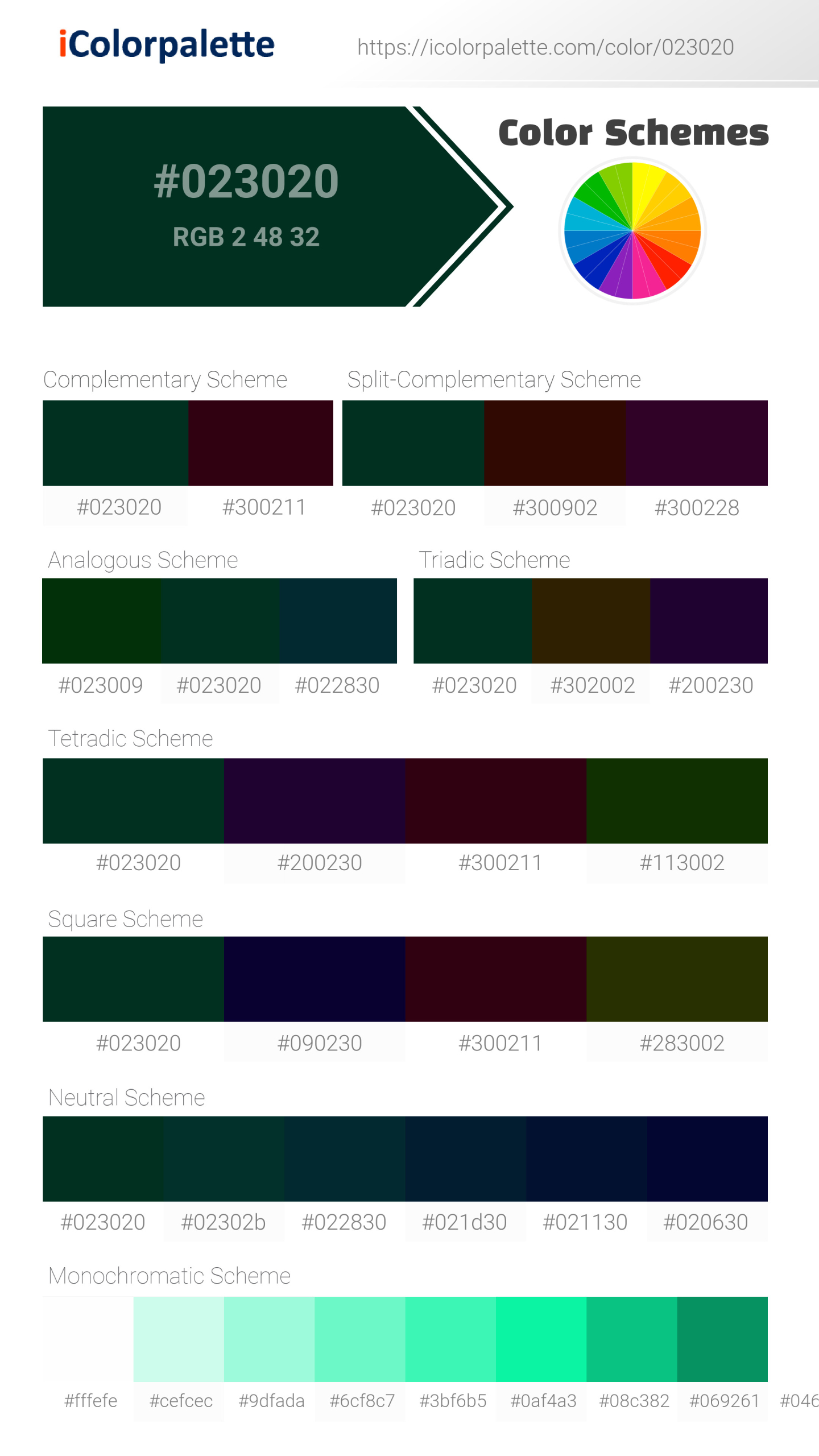 Nightly Woods (similar) Color | 023020 information | Hsl | Rgb | Pantone