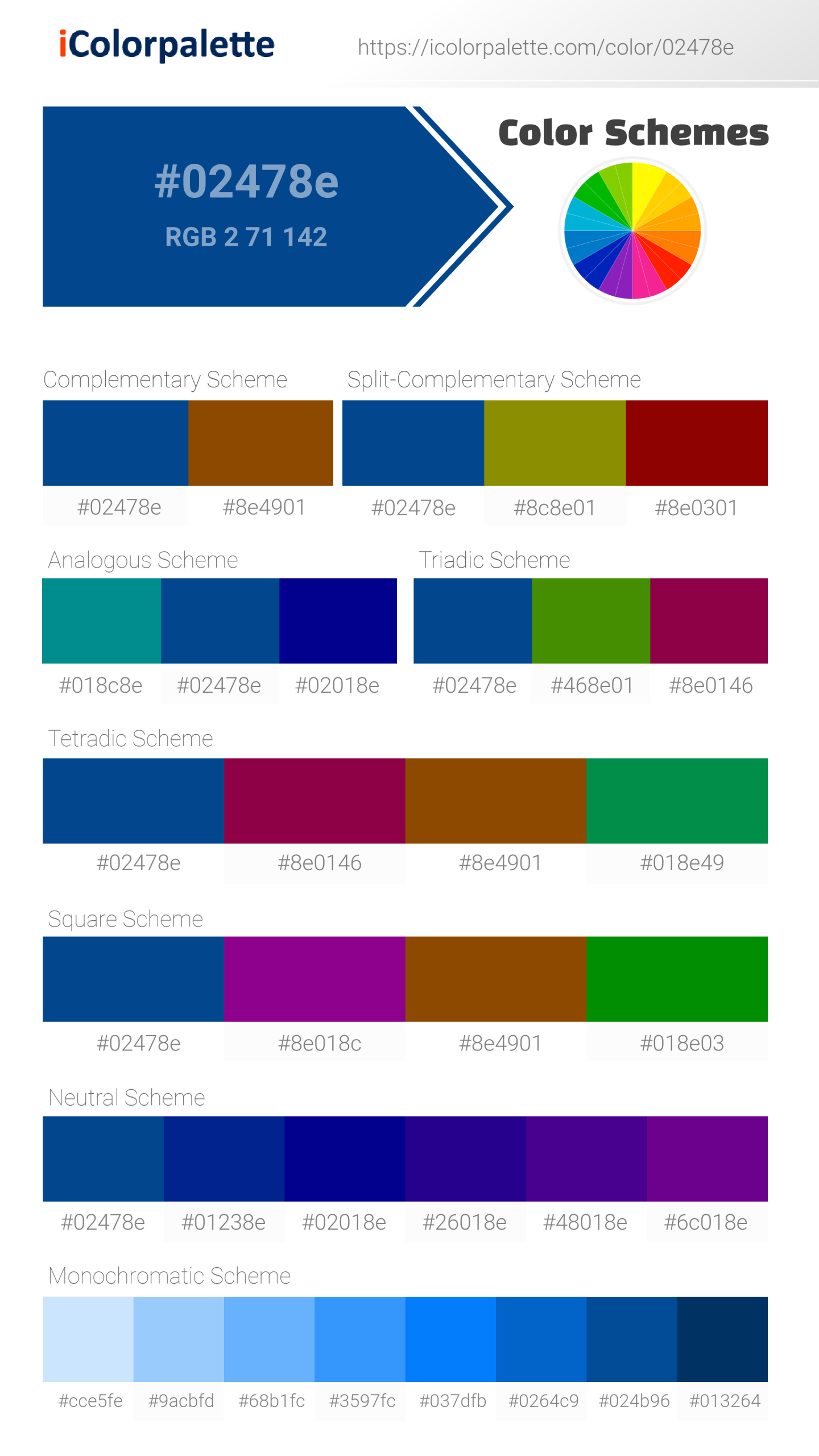 Congress Blue Color | 02478e information | Hsl | Rgb | Pantone