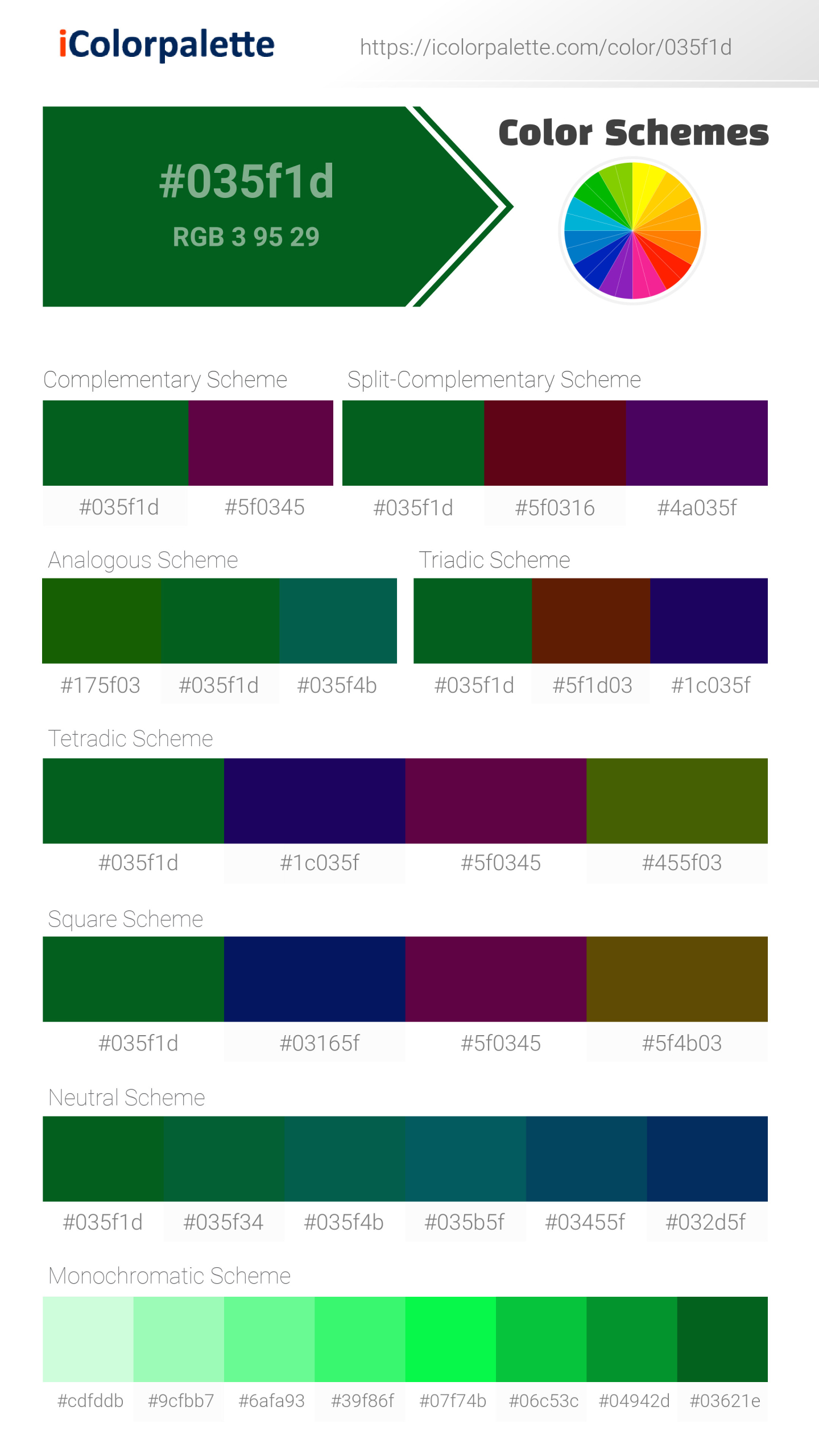 Hex Color #035f1d information | Hsl | Rgb | Pantone
