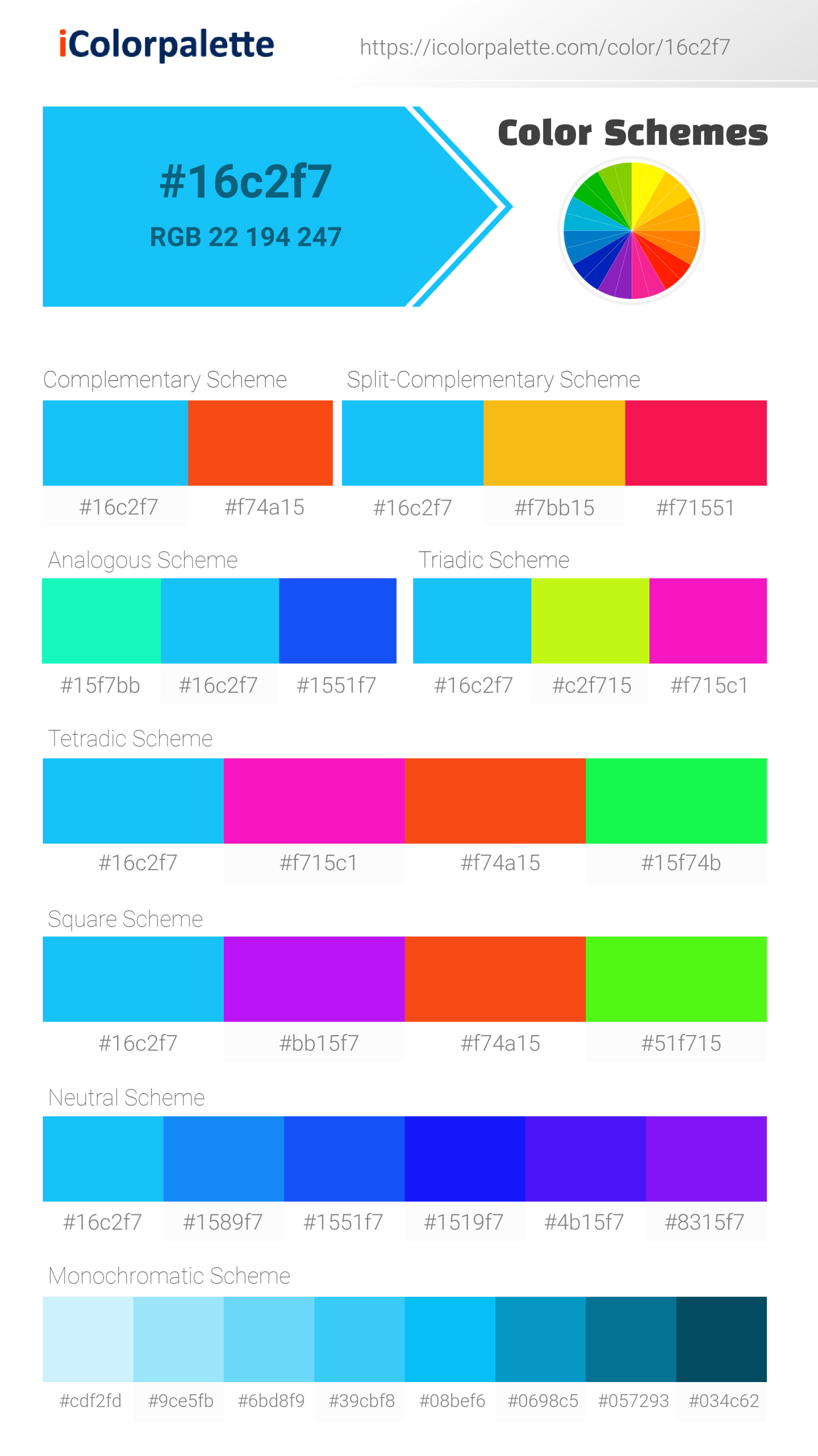 Zima Blue (similar) Color | 16c2f7 | Color conversion CMYK | Hsl | Rgb ...