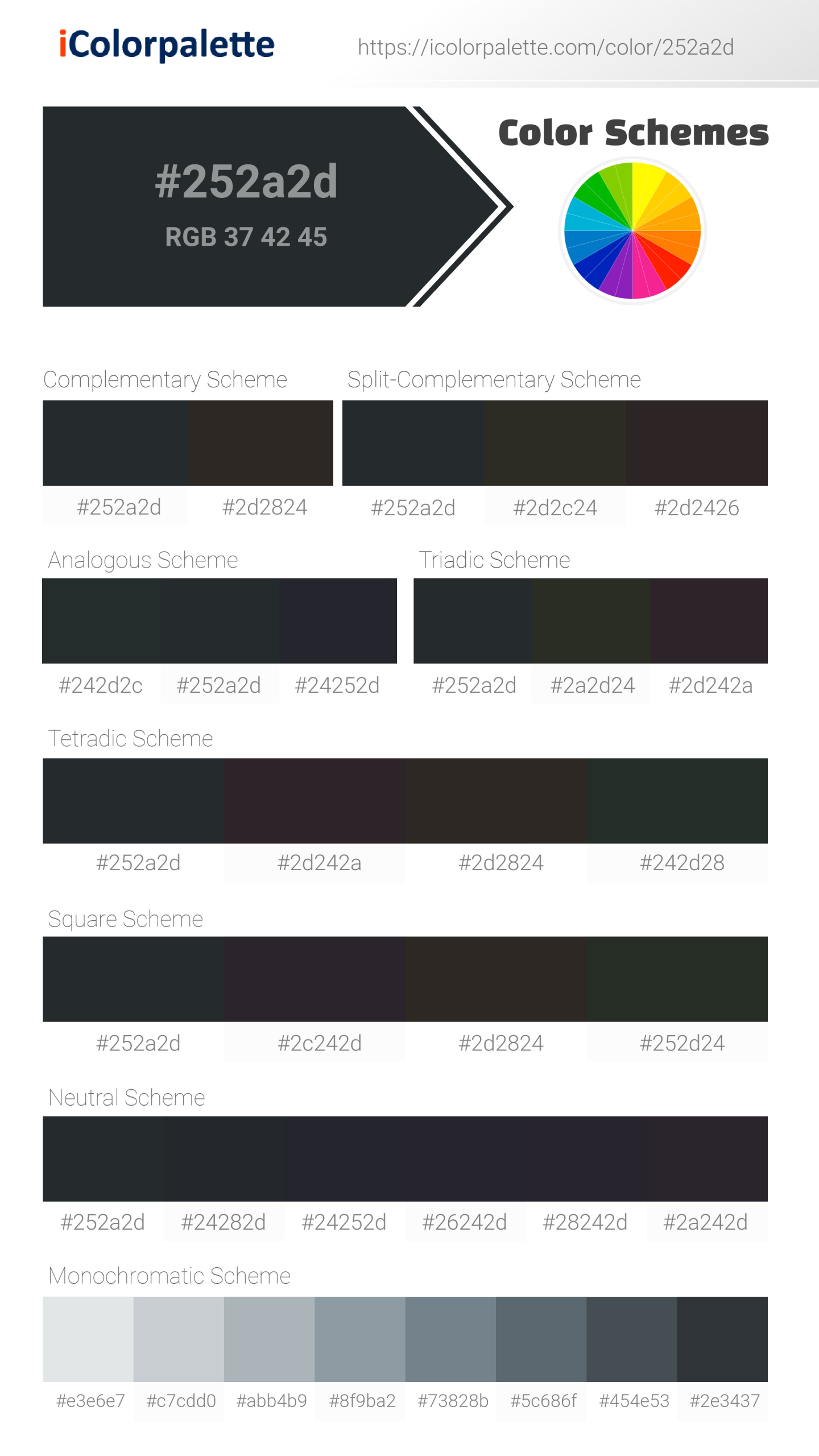 Blue Charcoal (similar) Color | 252a2d information | Color conversion ...
