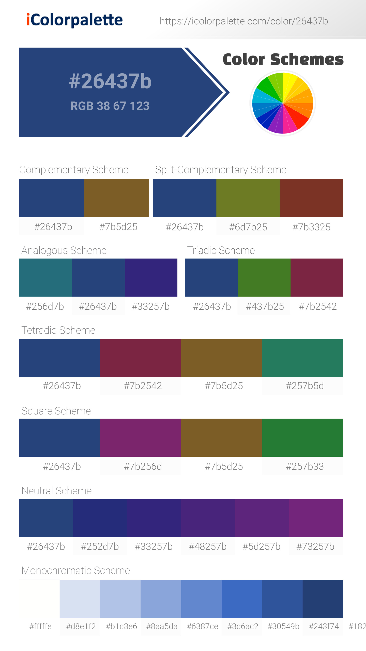 Hex Color #26437b | Printing Match PANTONE 8784 C | Color conversion ...