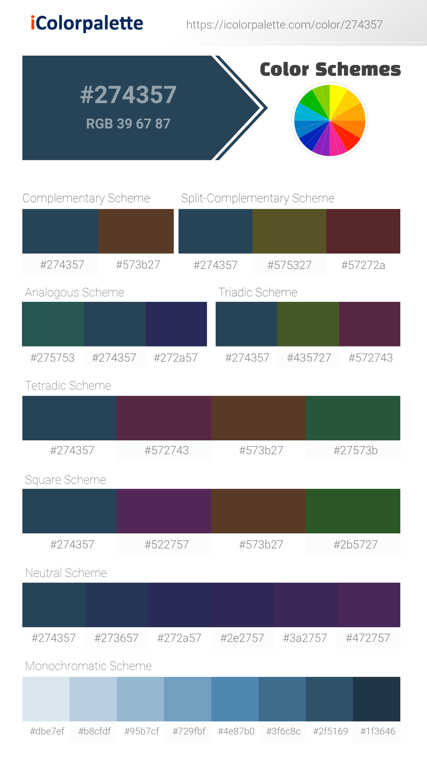 Hex Color #274357 | Printing Match PANTONE 19-4125 TPX | Color ...