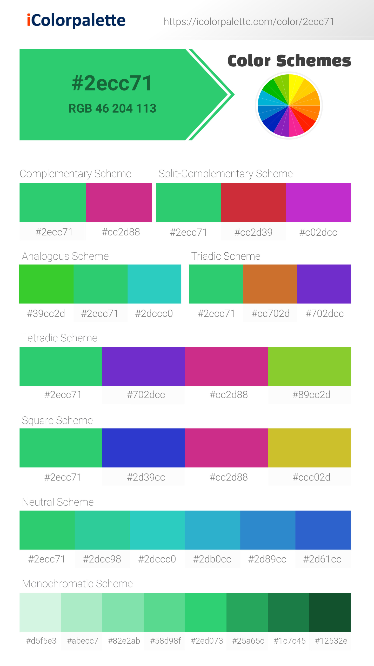 Ufo Green (similar) Color | 2ecc71 information | Hsl | Rgb | Pantone