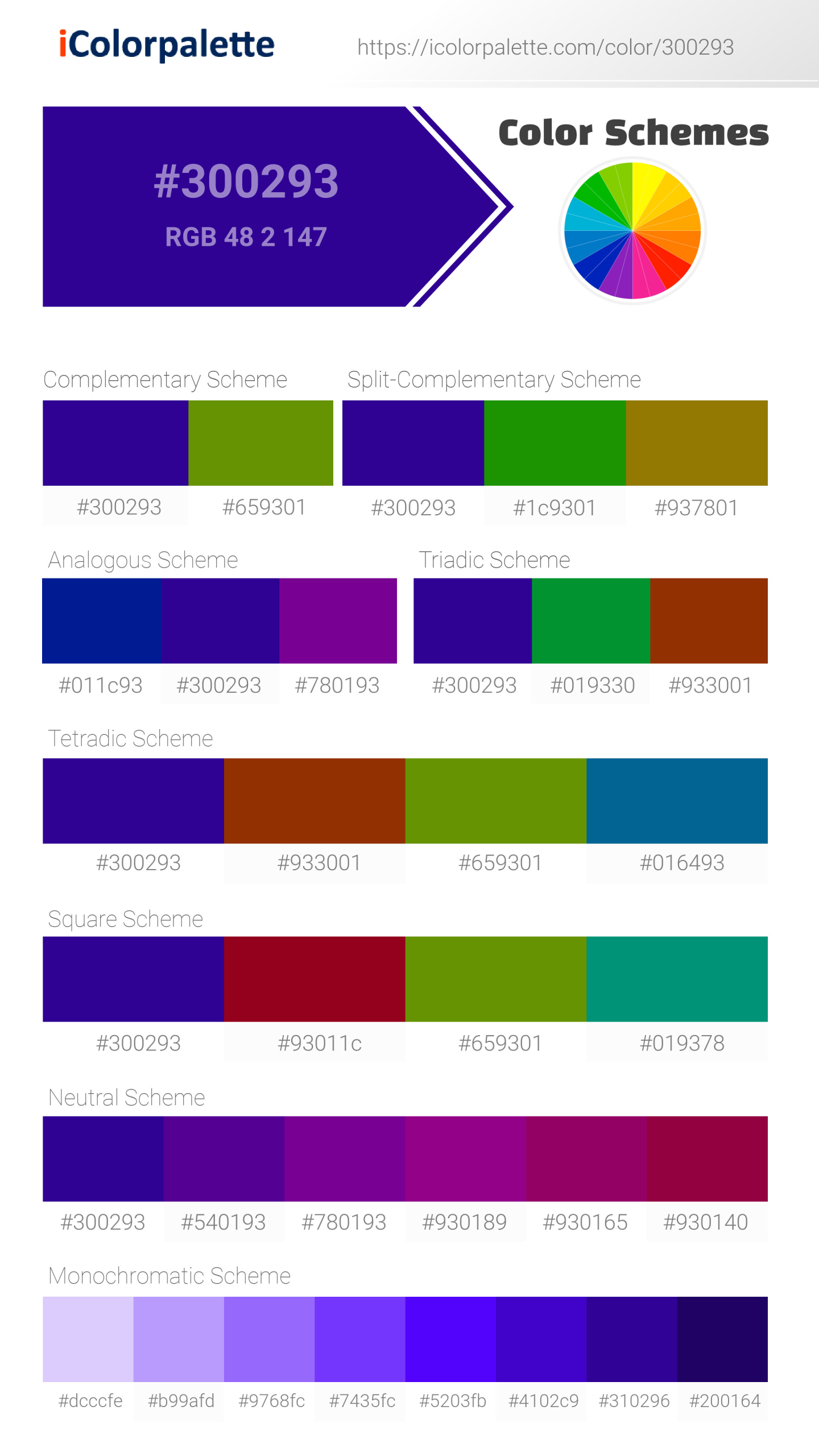 Violet Hickey ( similar ) Color | 300293 information | Hsl | Rgb | Pantone