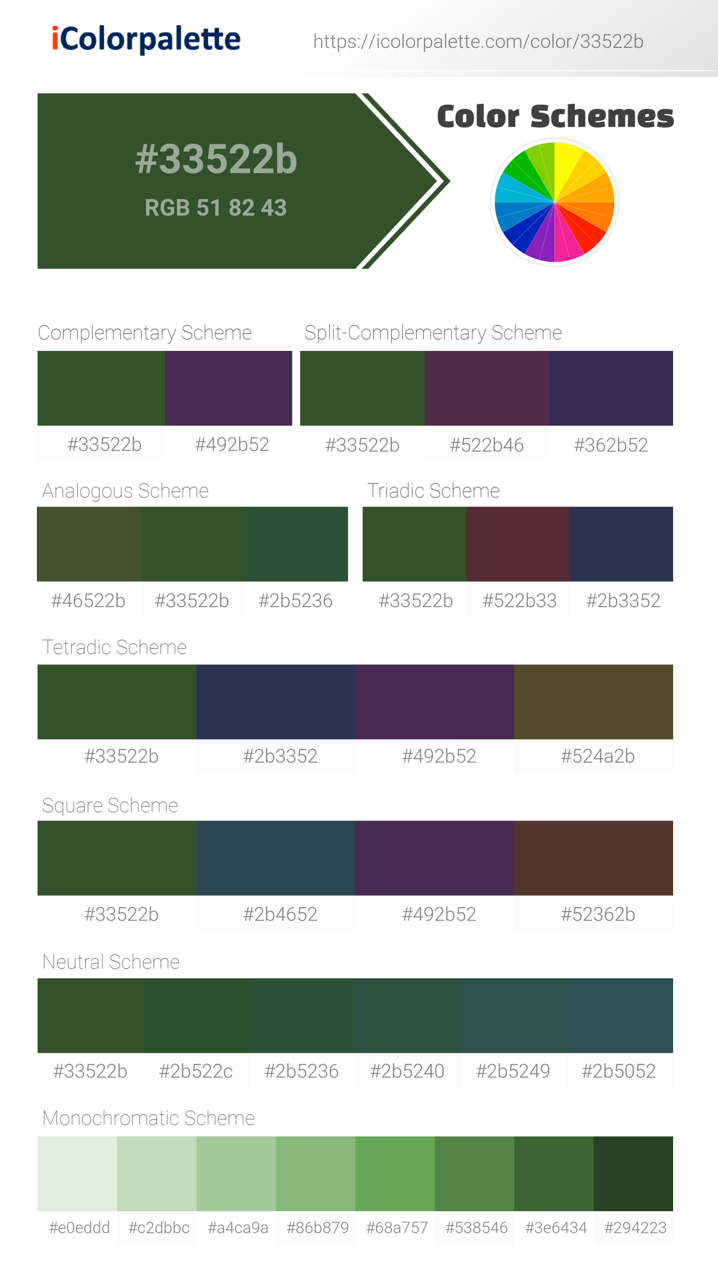 Nettle Green ( similar ) Color | 33522b information | Hsl | Rgb | Pantone