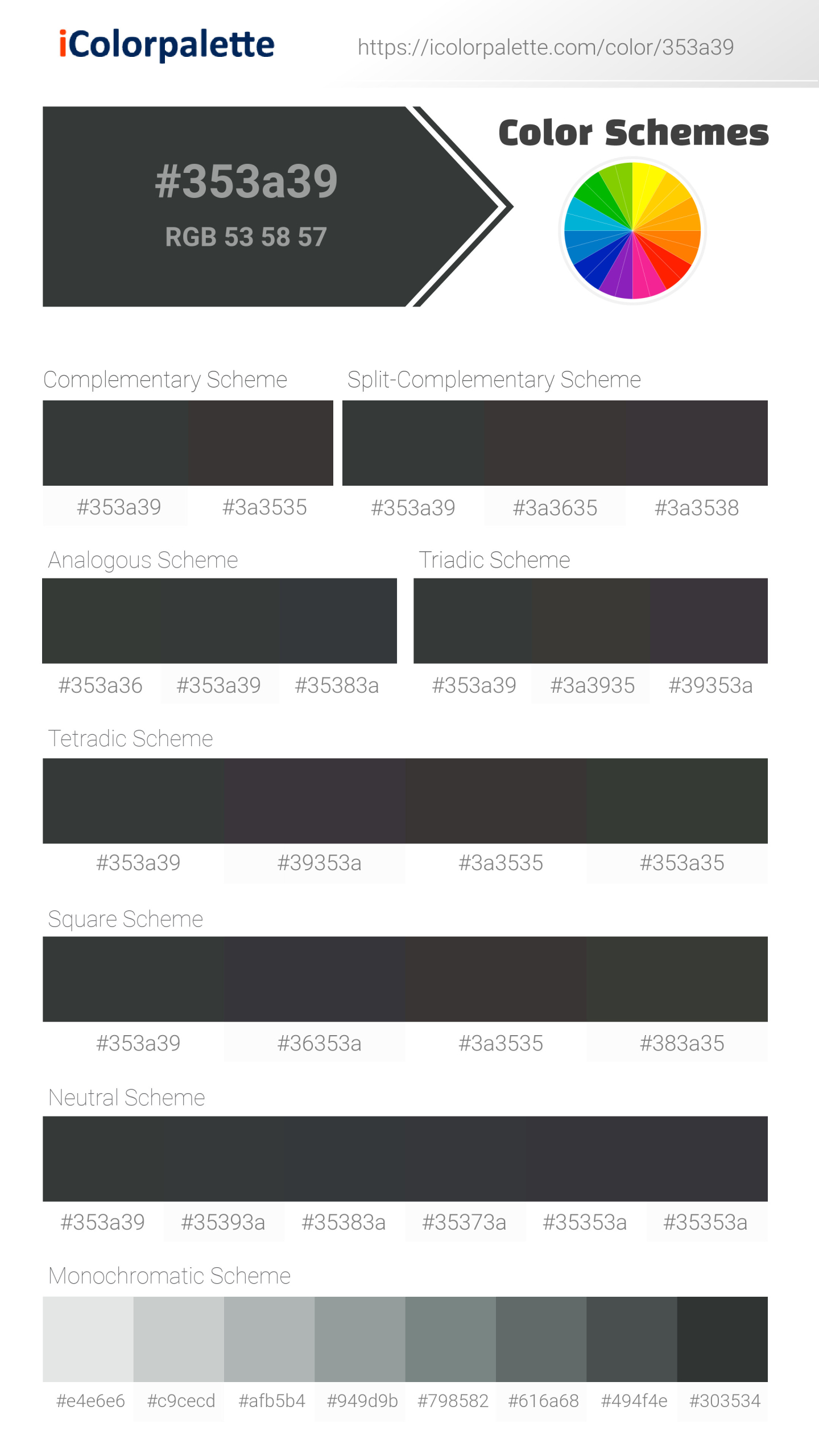 Charcoal (similar) Color | 353a39 information | Hsl | Rgb | Pantone