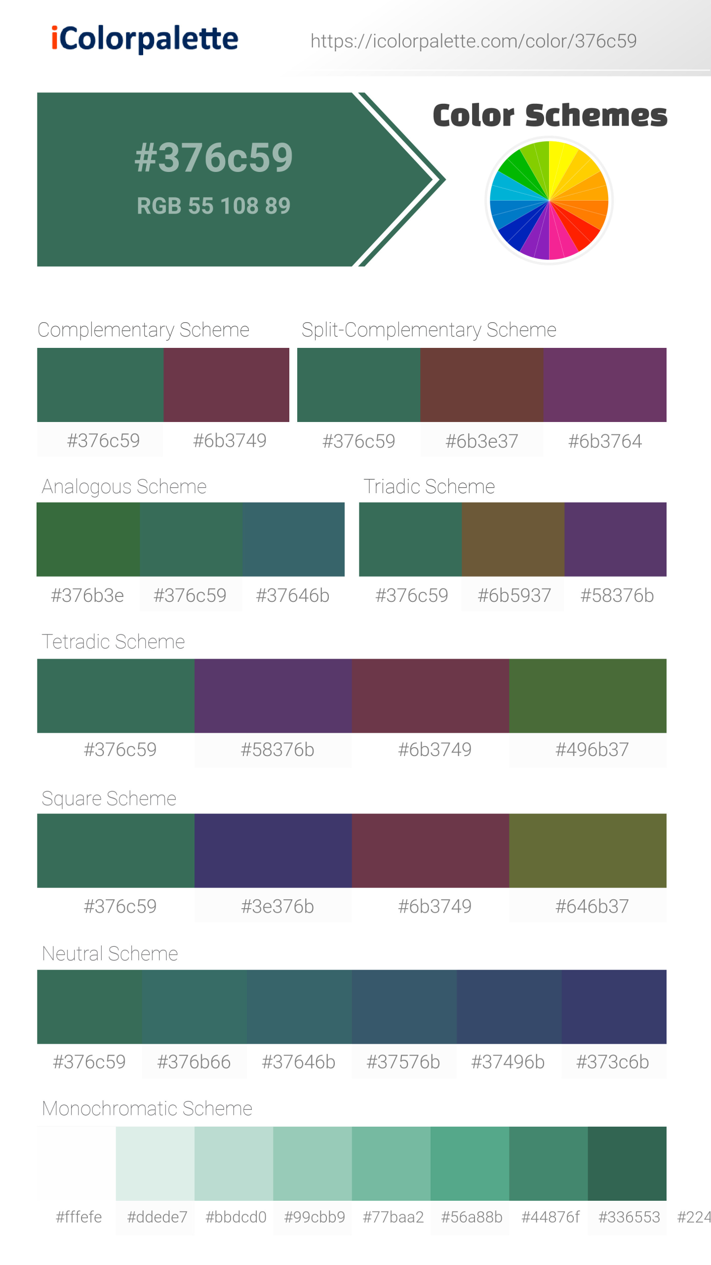 Hex Color #376c59 | Printing Match PANTONE 19-6026 TPG | Color ...