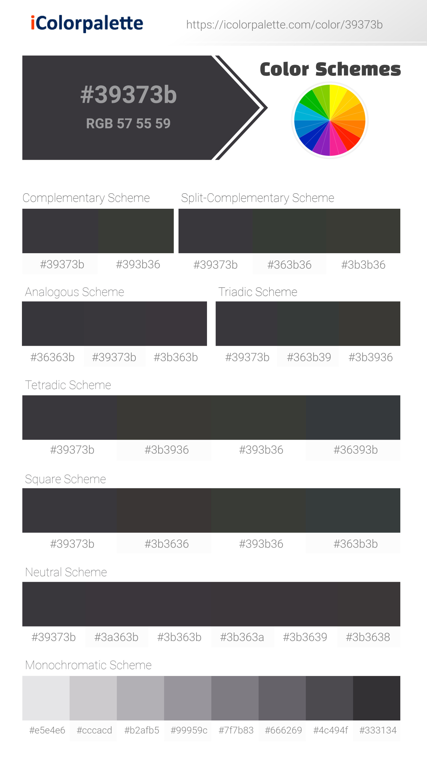 Pantone 19-4205 Tcx Phantom Color | Hex color Code #39373b information ...