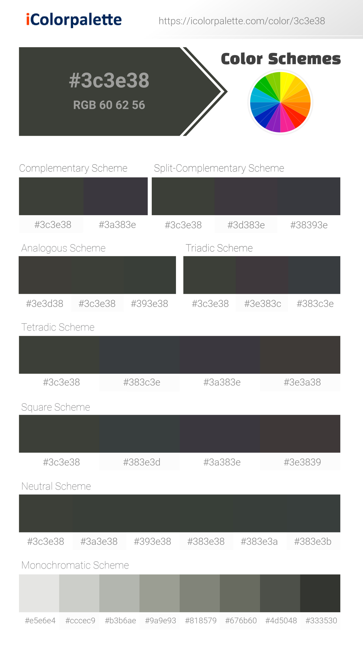 Hex Color #3c3e38 | Printing Match PANTONE 19-0506 TPX | Color ...