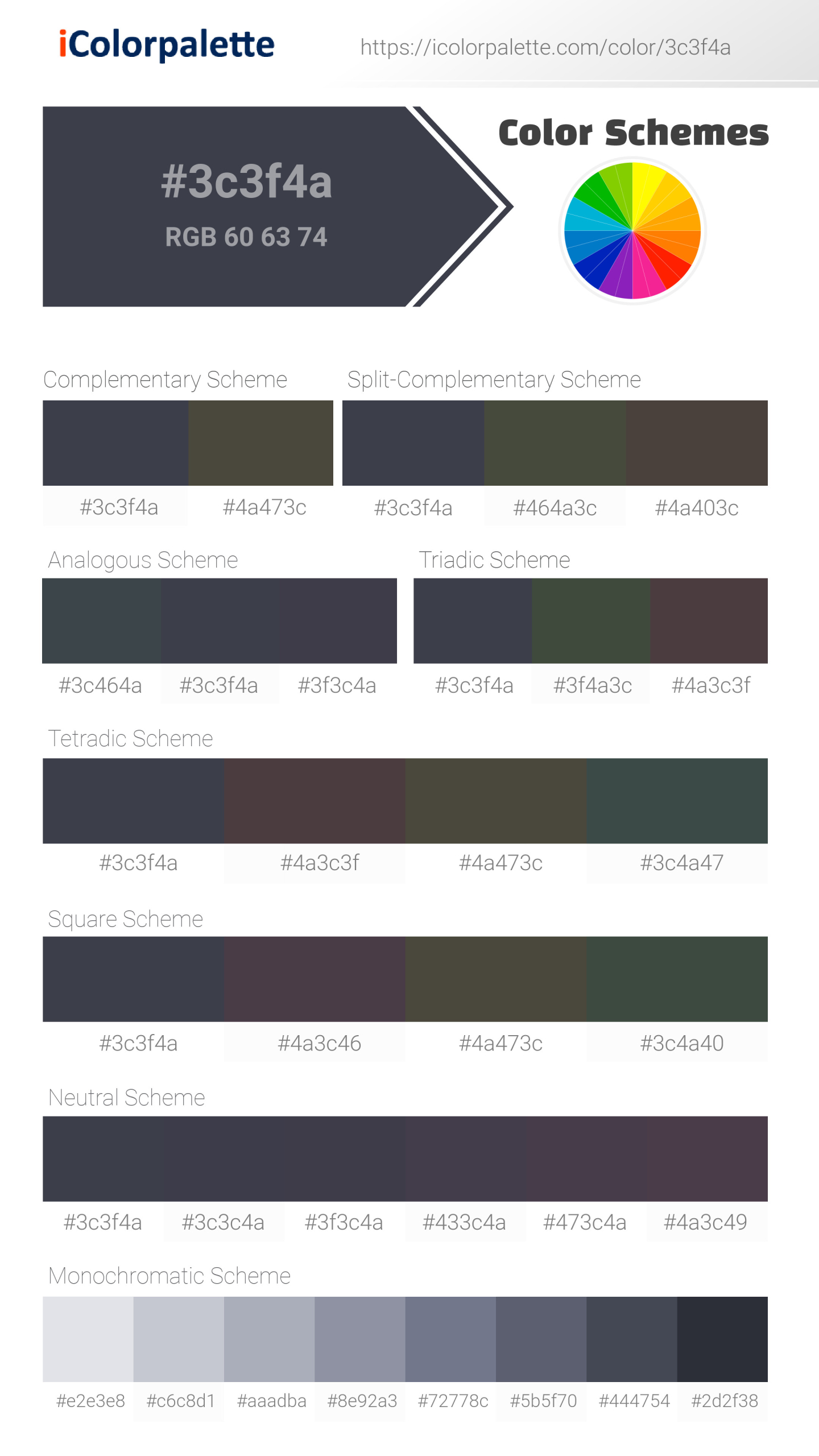Pantone 19-4019 Tcx India Ink Color | Hex color Code #3C3F4A ...