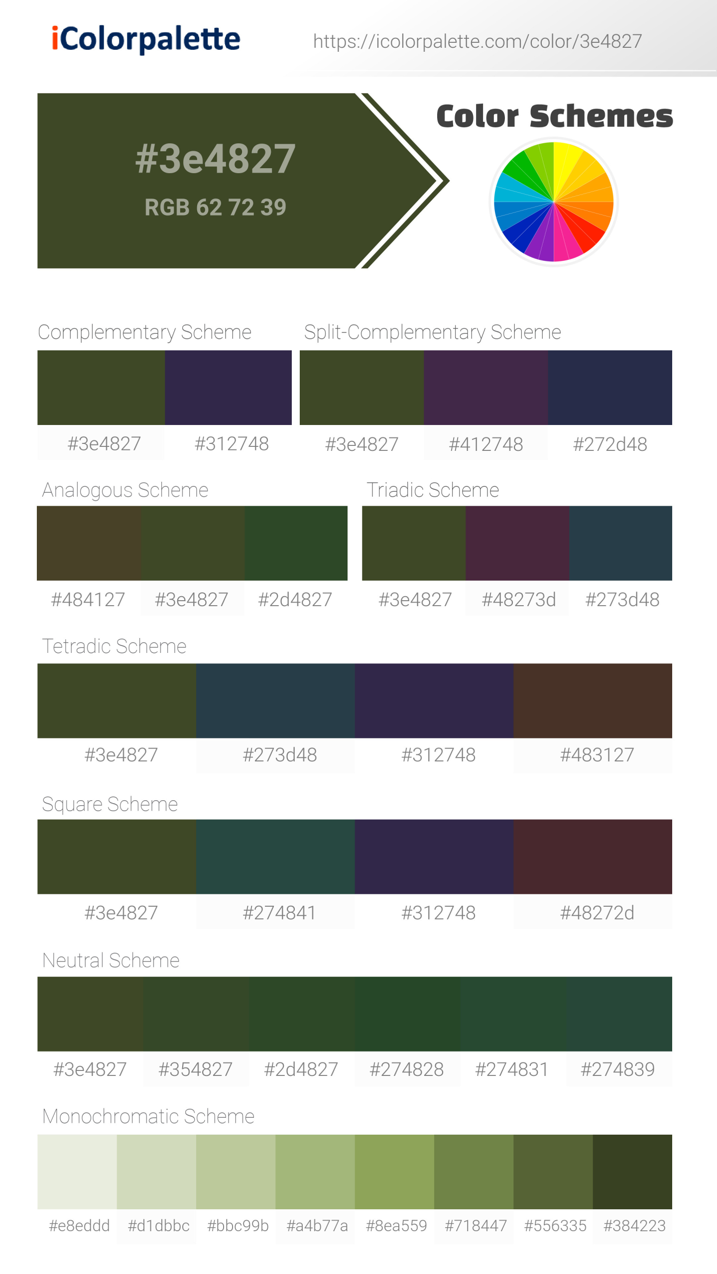 Hex Color #3e4827 | Pantone PANTONE 5743 C | Hsl | Rgb