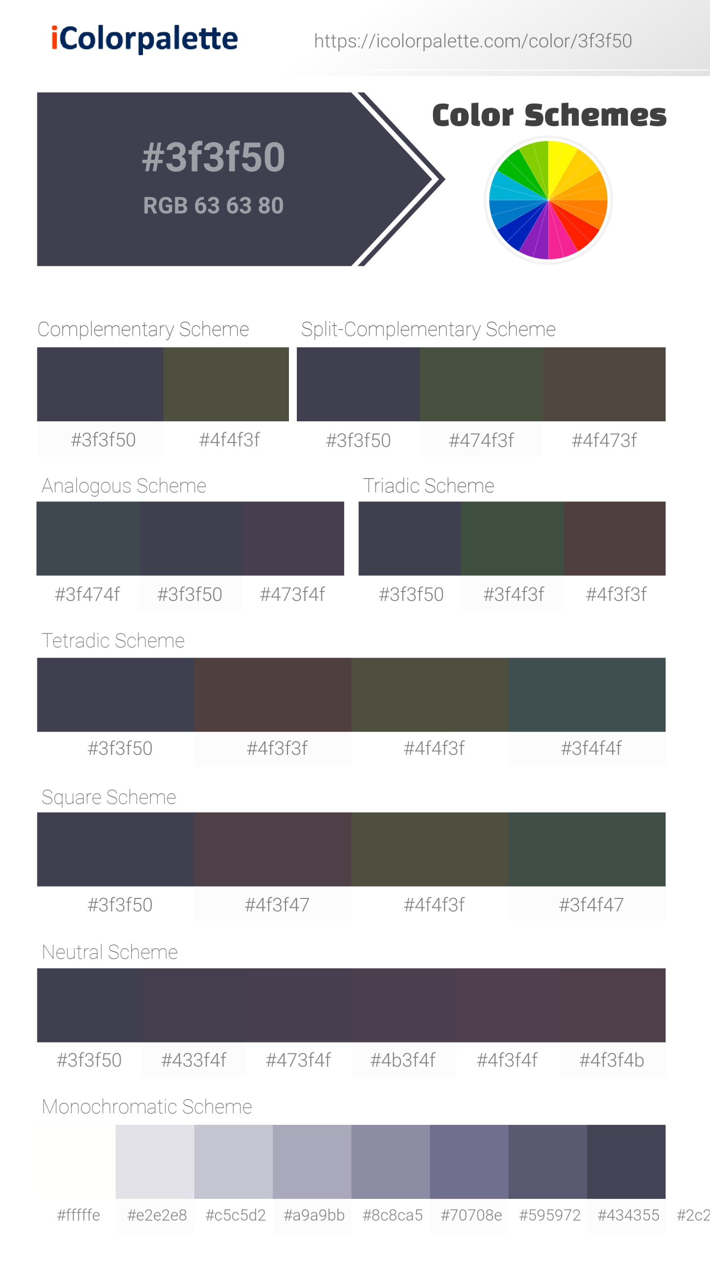 Hex Color #3f3f50 | Pantone PANTONE 19-3920 TPG | Hsl | Rgb