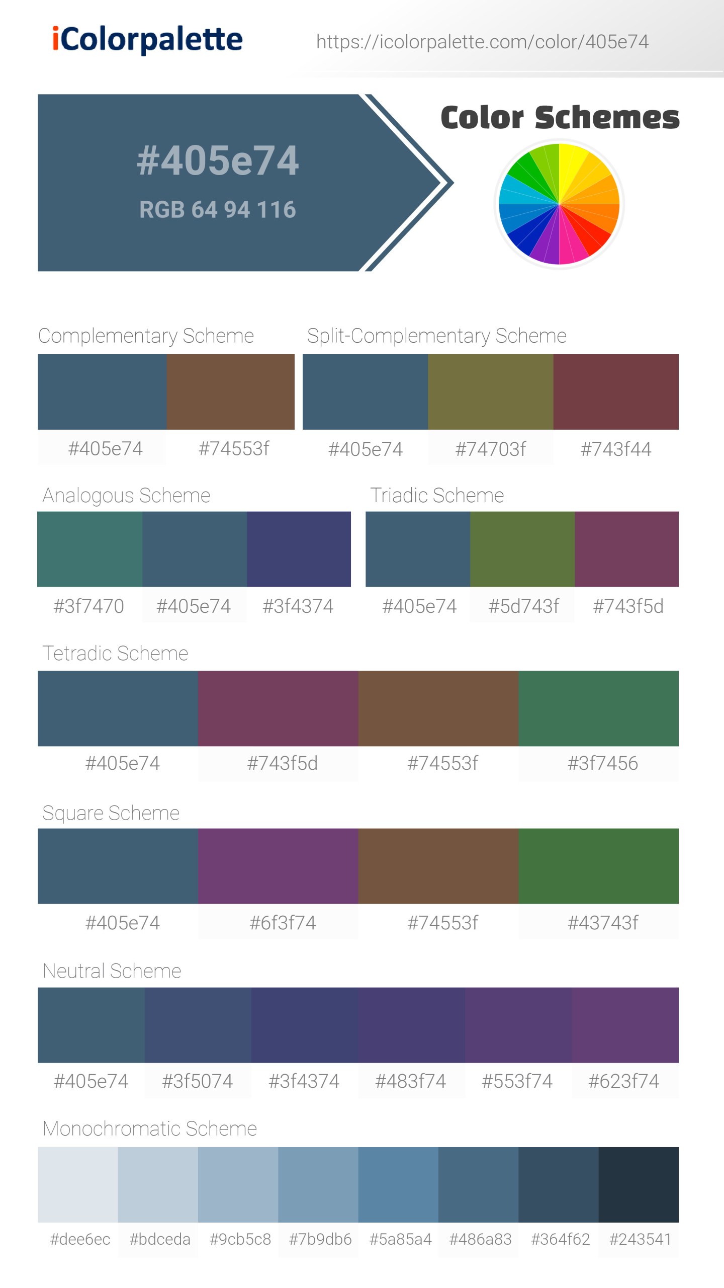 Hex Color #405e74 information | Hsl | Rgb | Pantone