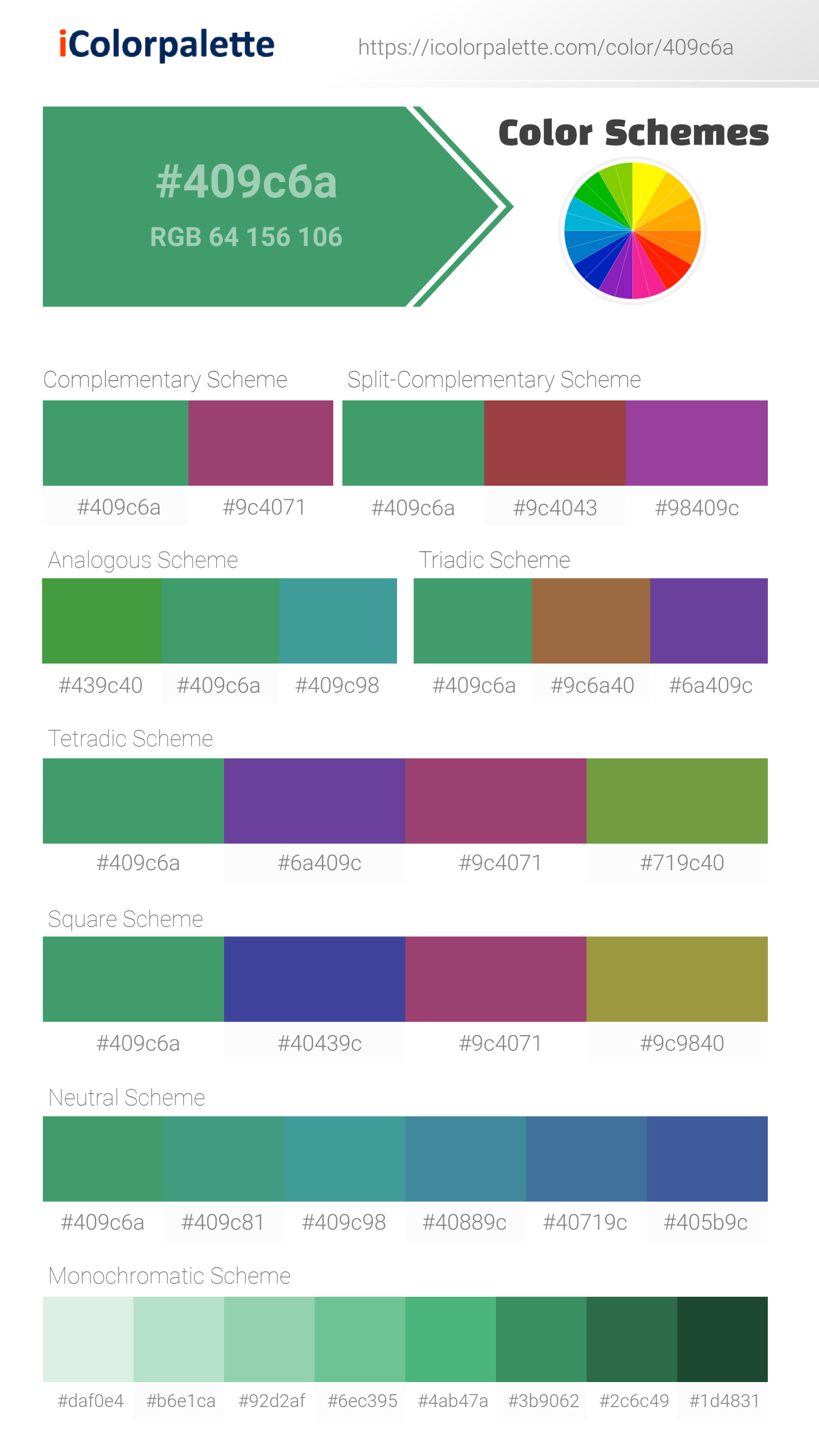 Pantone 16-6127 Tpx Greenbriar Color | Hex color Code #409c6a ...