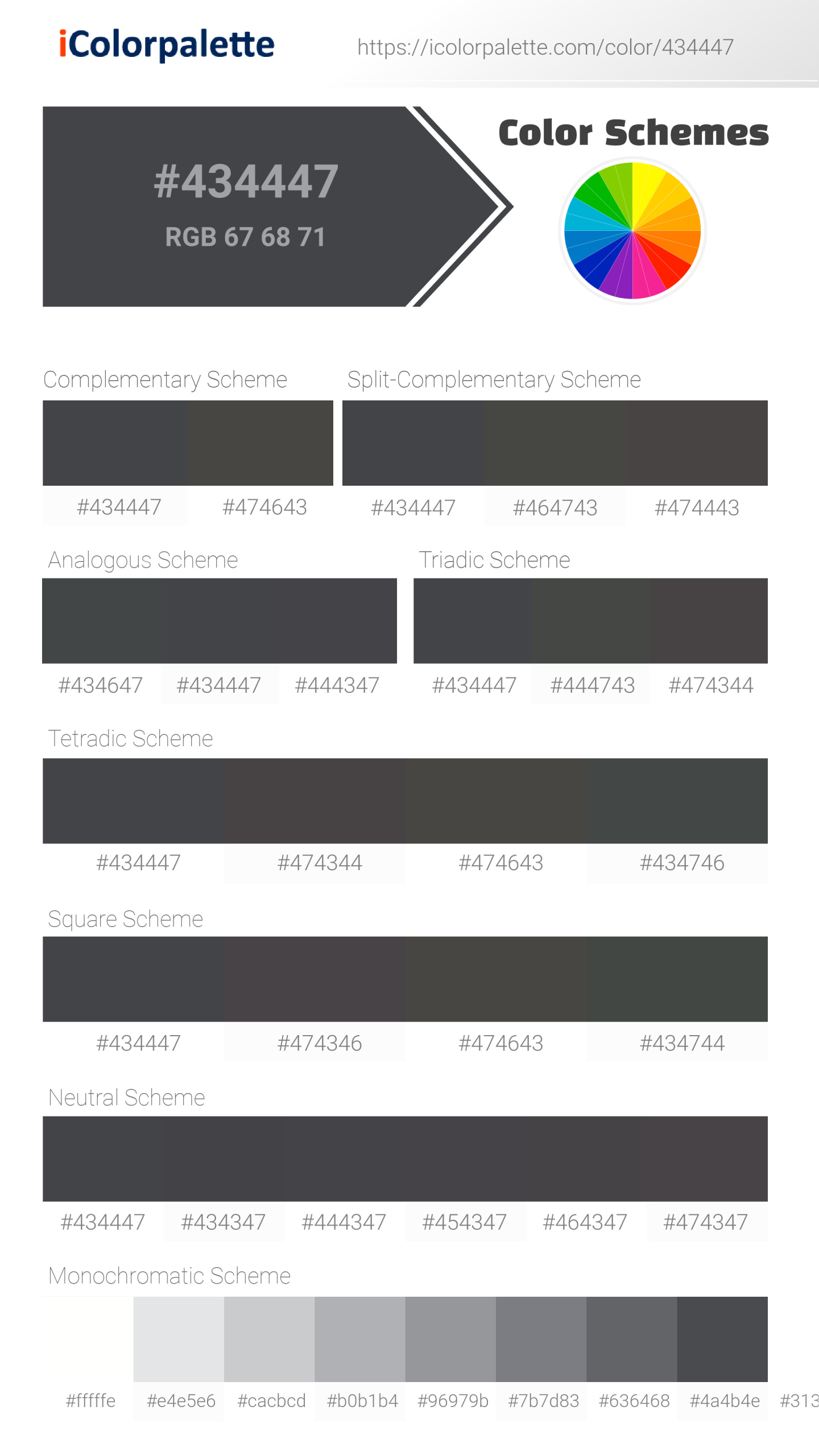 Pantone 19-0201 Tcx Asphalt Color | Hex color Code #434447 information ...