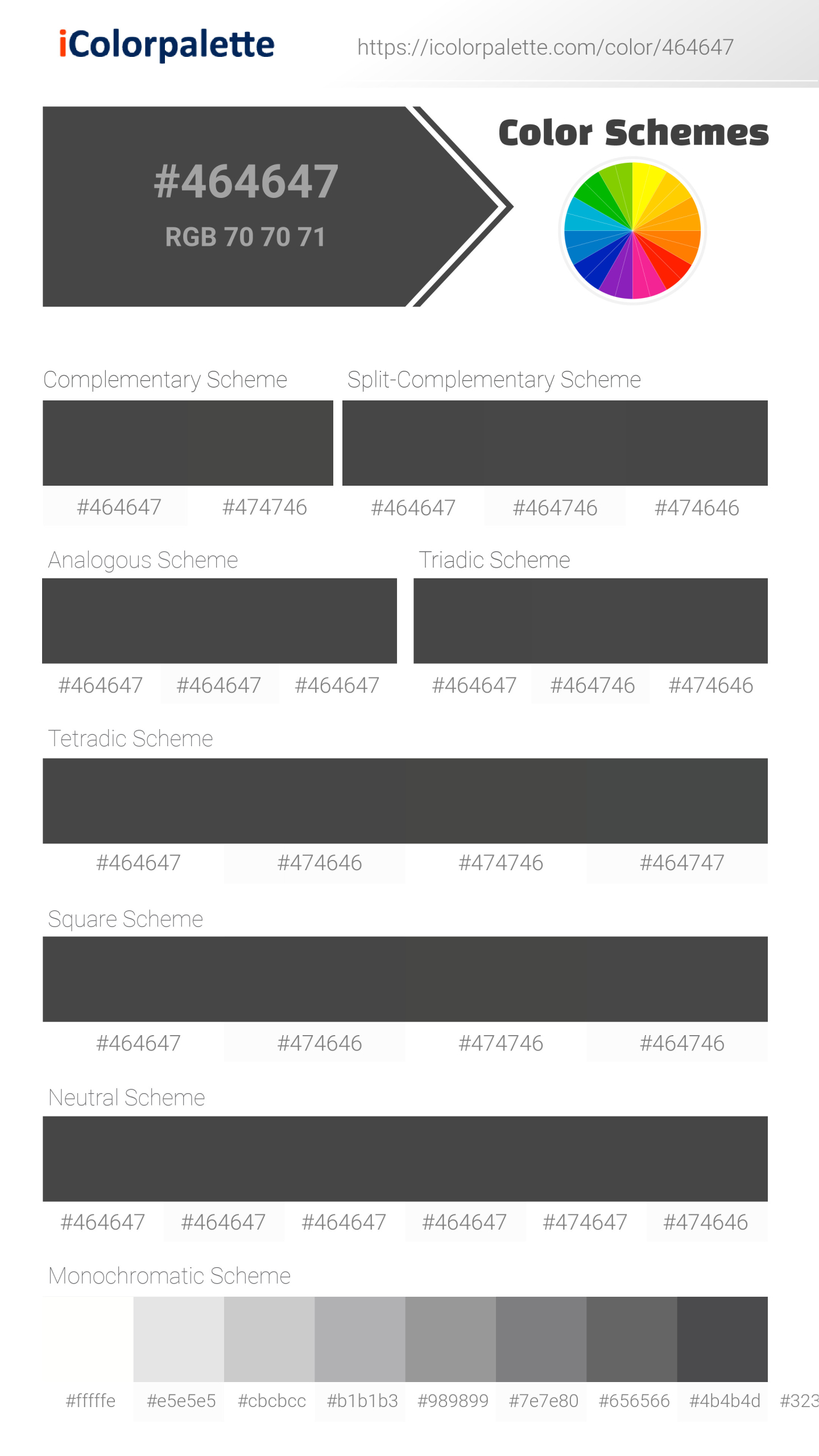 Hex Color #464647 | Printing Match PANTONE P 173-16 C | Color ...