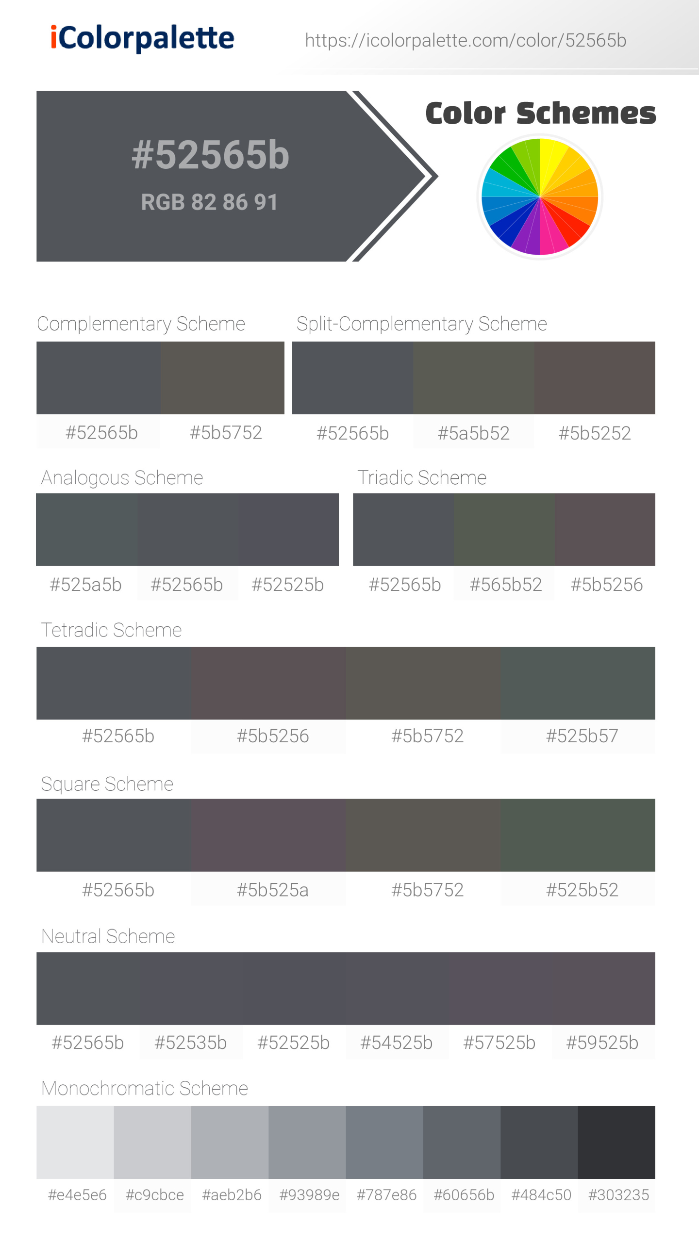 Pantone 19-3910 Tpx Iron Gate Color | Hex color Code #52565b ...