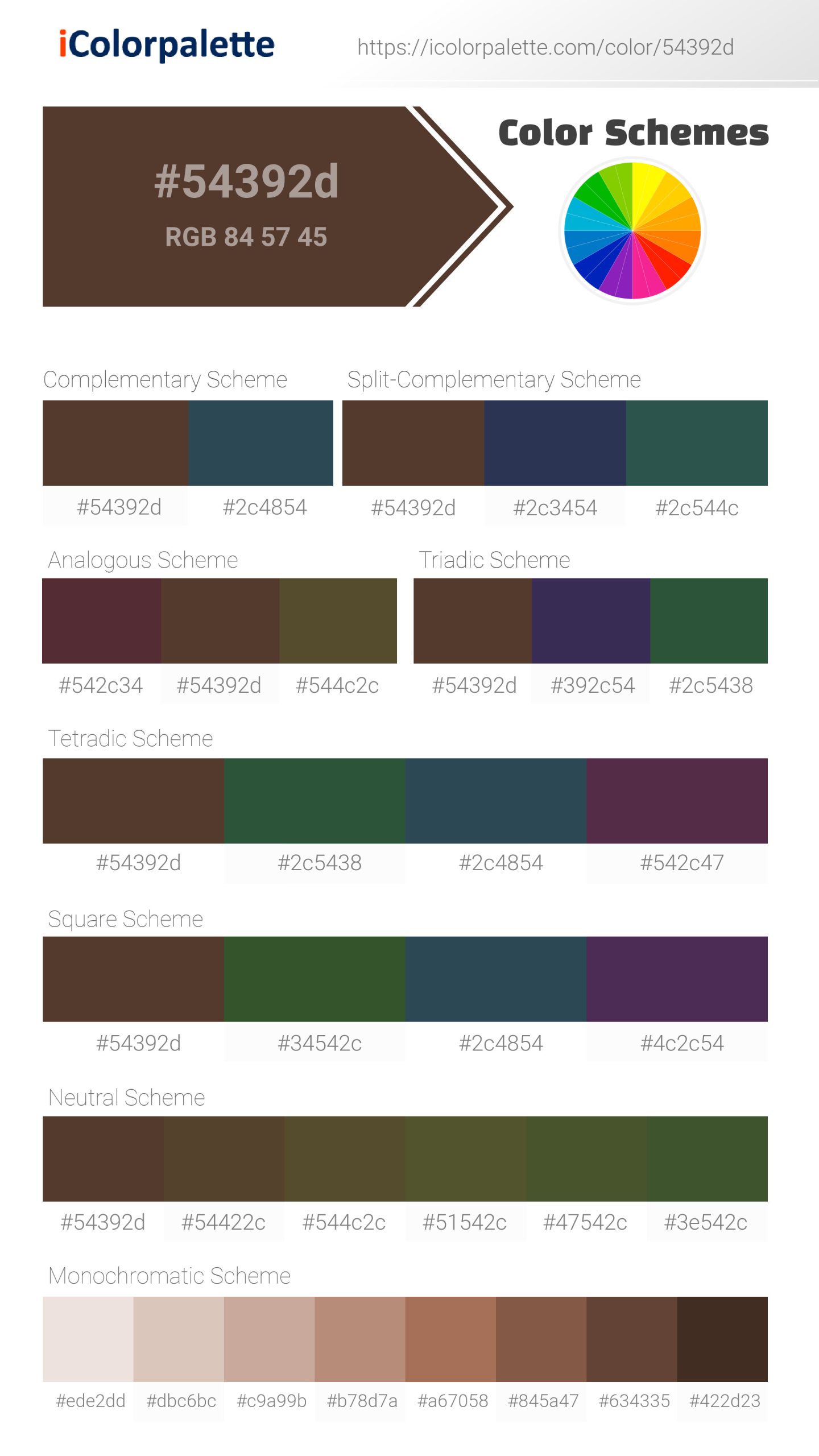 Hex Color #54392d | Printing Match PANTONE 19-1218 TCX | Color ...