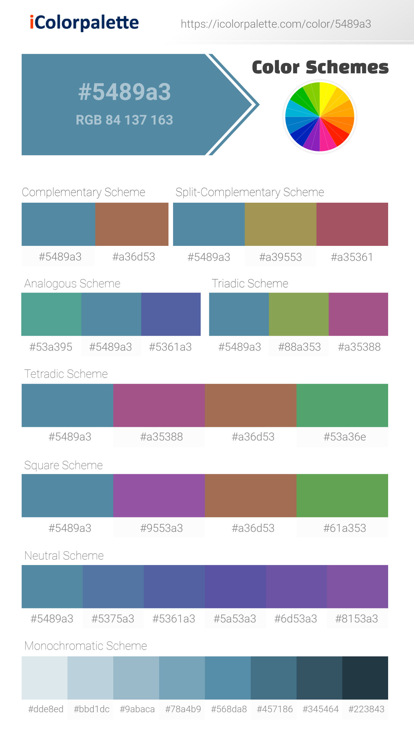 Hex Color #5489a3 information | Hsl | Rgb | Pantone