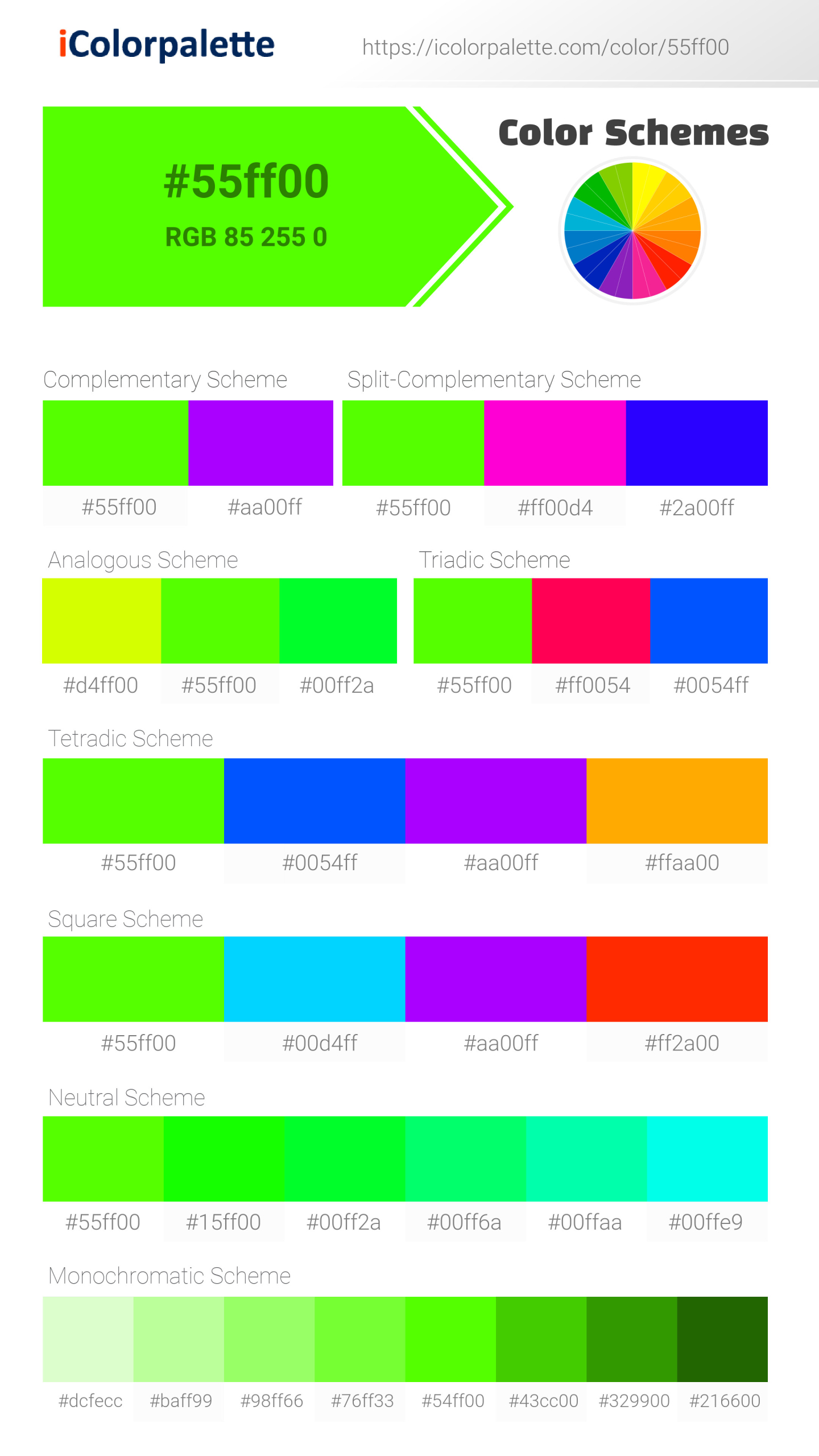 Hyper Green Color | 55ff00 information | Hsl | Rgb | Pantone