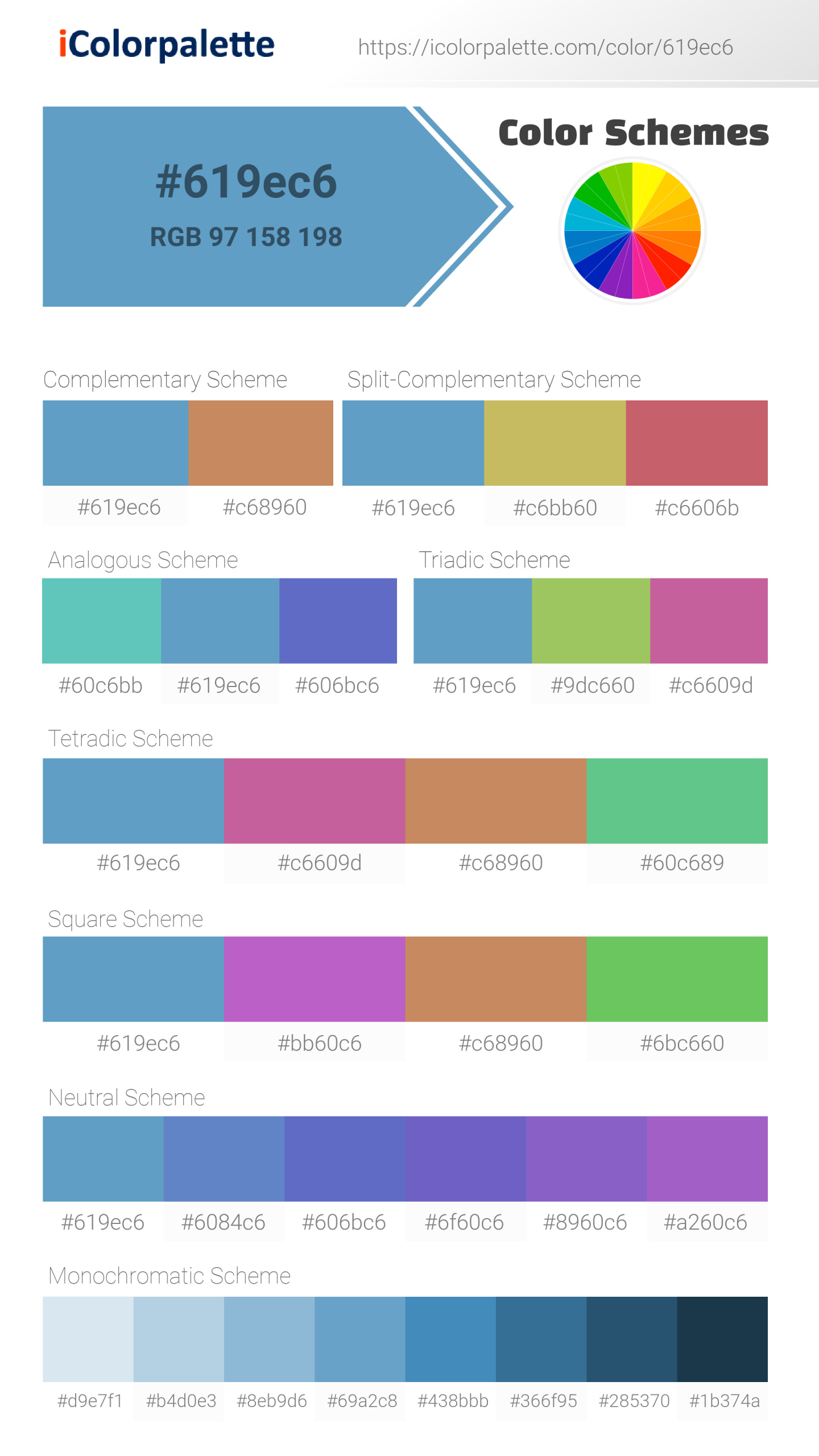 Hex Color #619ec6 | Printing Match PANTONE 2389 U | Color conversion ...