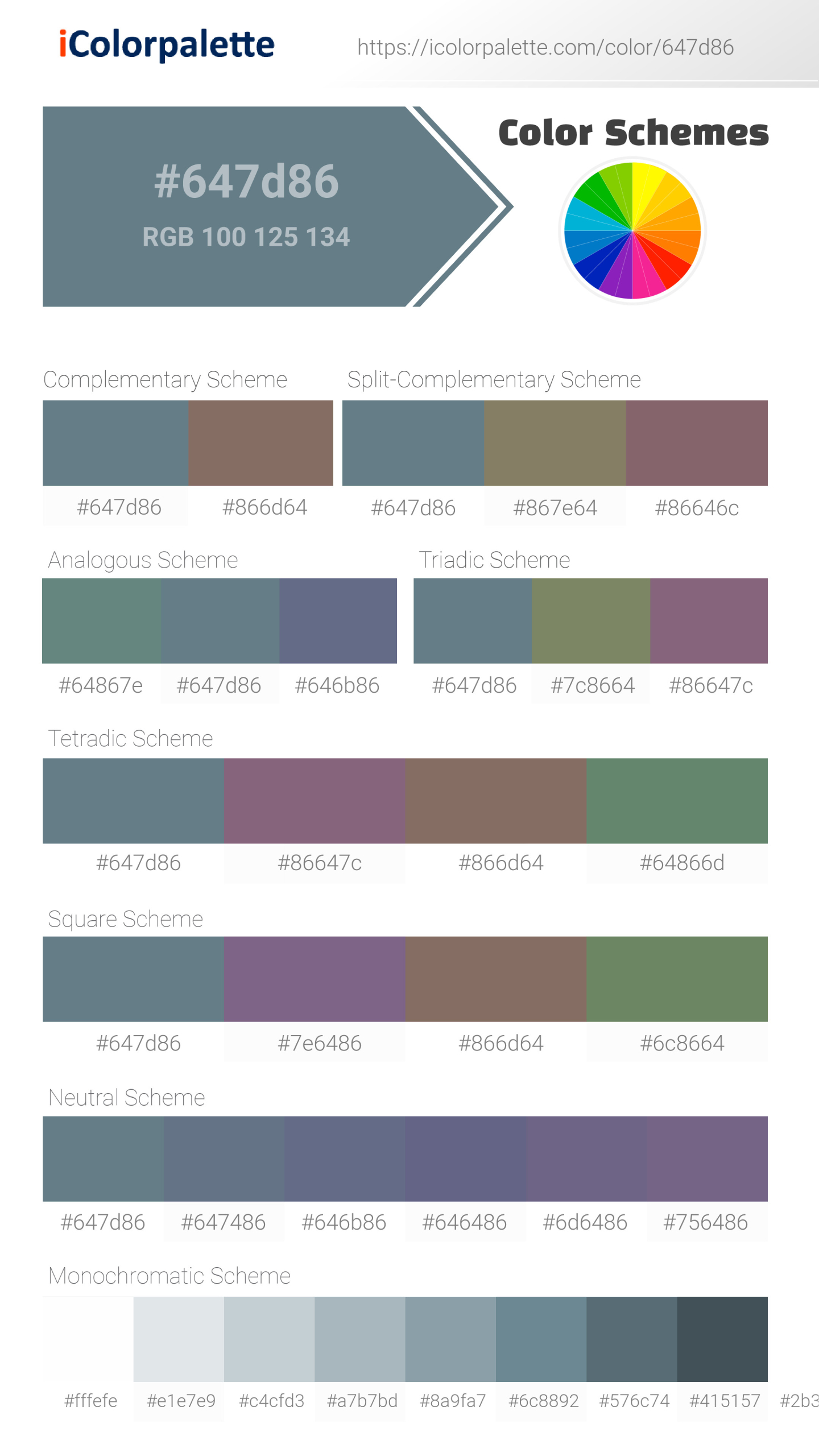 Hoki Color | 647d86 information | Hsl | Rgb | Pantone