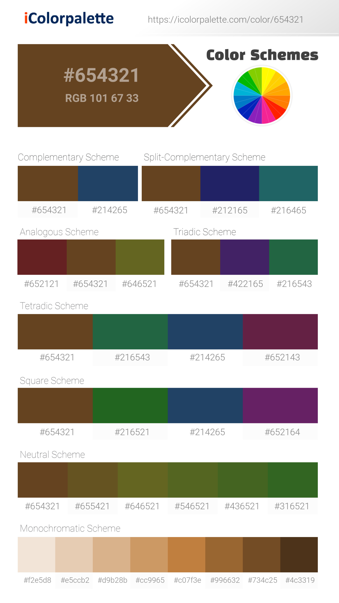 Satoimo Brown Color | 654321 | Color conversion CMYK | Hsl | Rgb ...