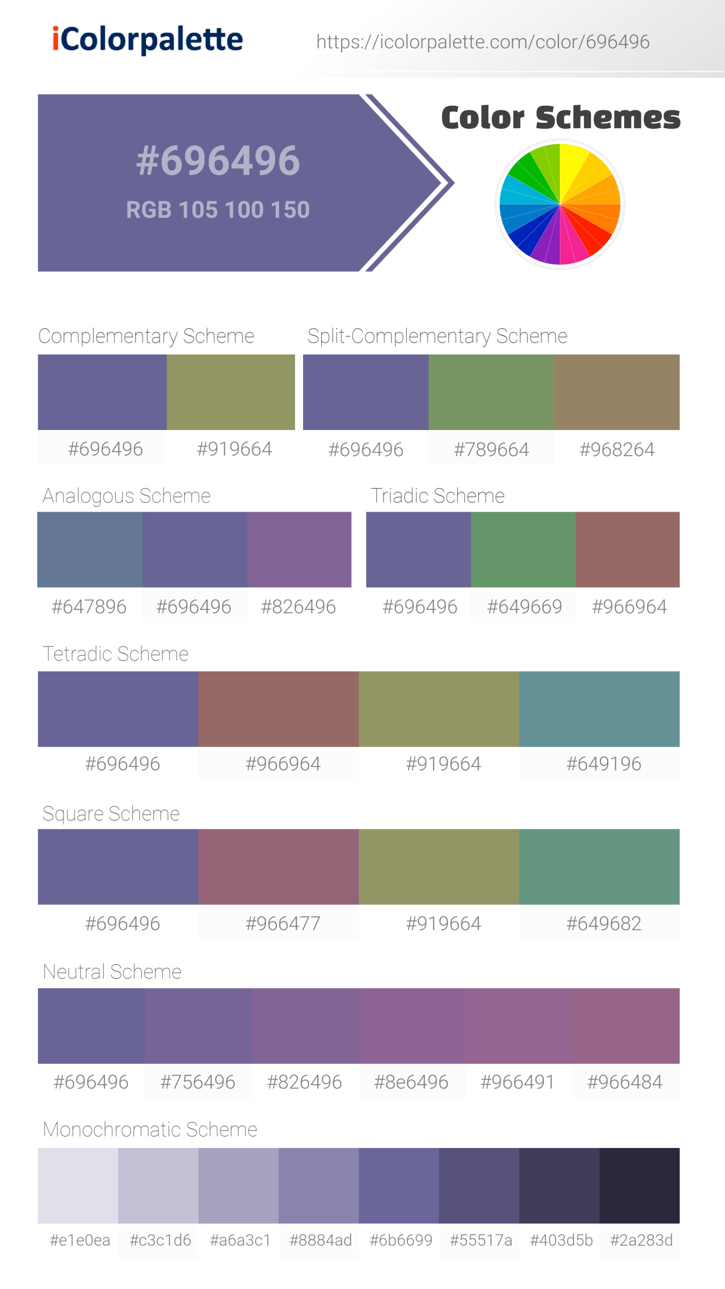 Pantone 10234 C Color | Hex color Code #696496 information | Hsl | Rgb ...
