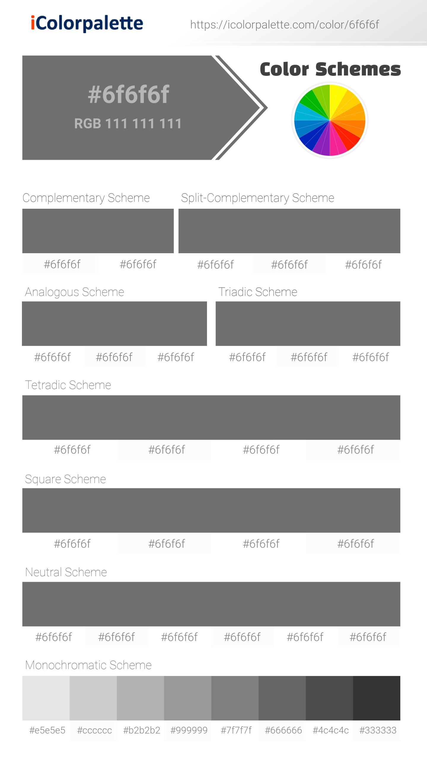 Dull (similar) Color | 6f6f6f information | Color conversion CMYK | Hsl ...