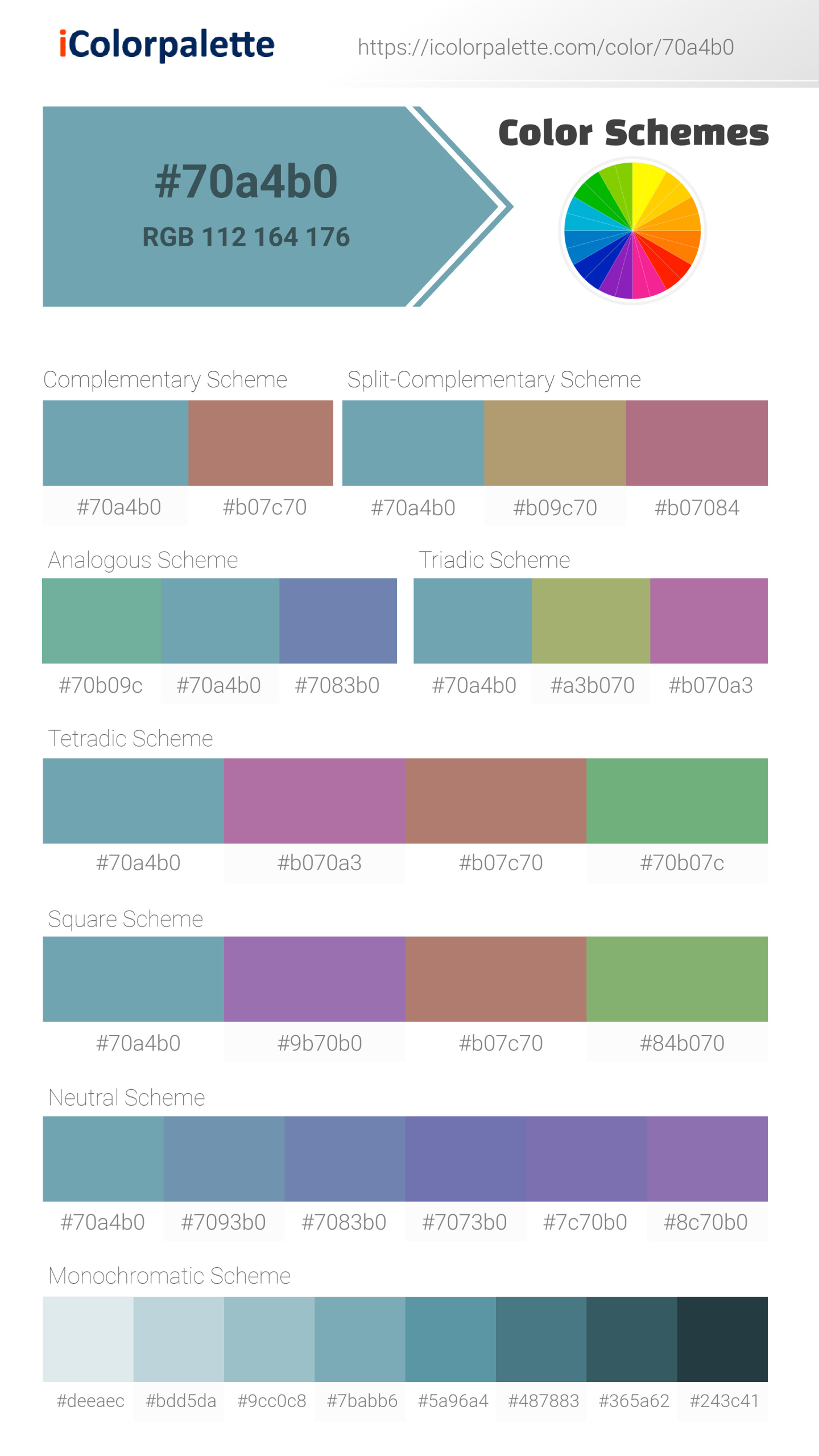 Hex Color #70a4b0 | Printing Match PANTONE 16-4610 TCX | Color ...