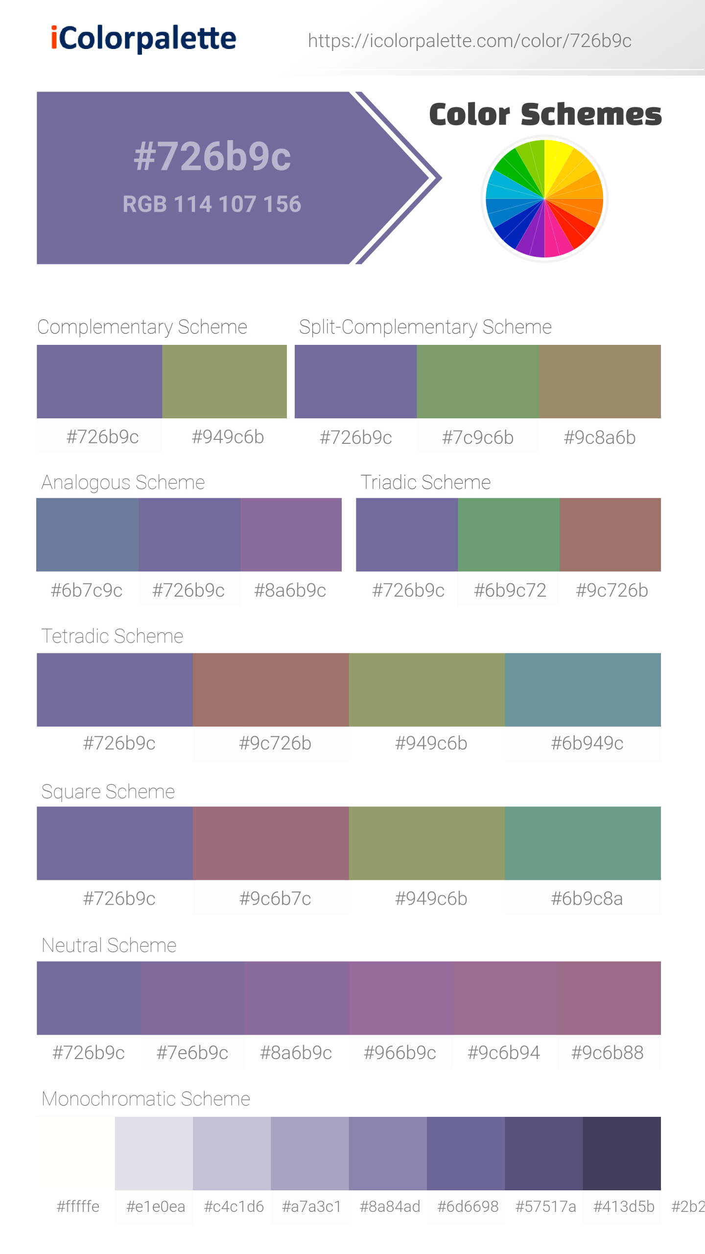 Pantone 2103 Up Color | Hex color Code #726B9C information | Hsl | Rgb ...