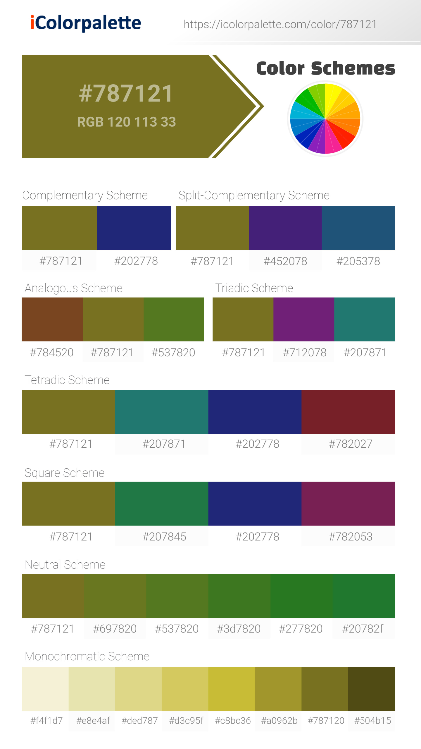 Pantone 385 C Color | Hex color Code #787121 information | Hsl | Rgb ...