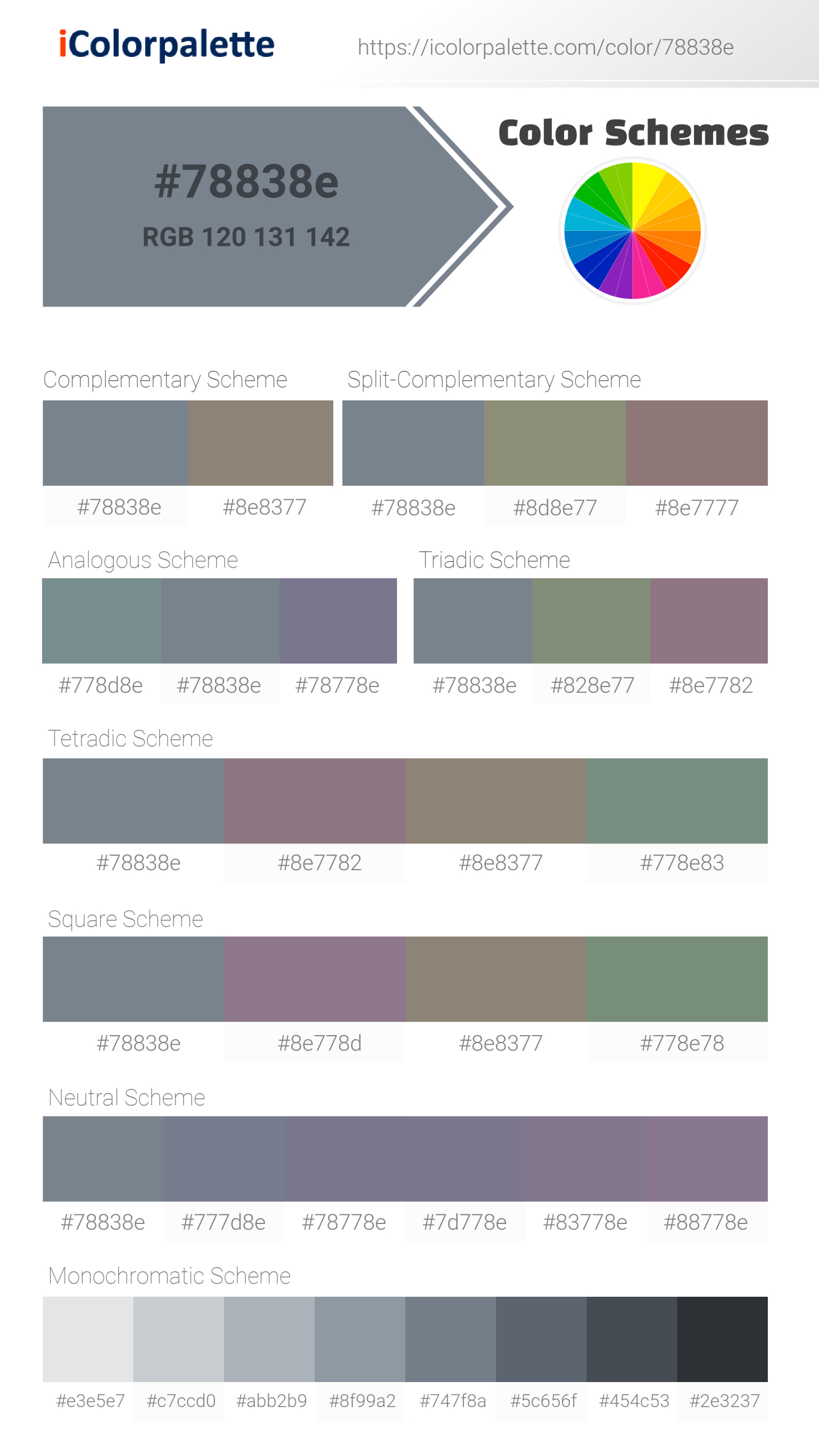 Pantone 7545 U Color | Hex color Code #78838e information | Hsl | Rgb ...
