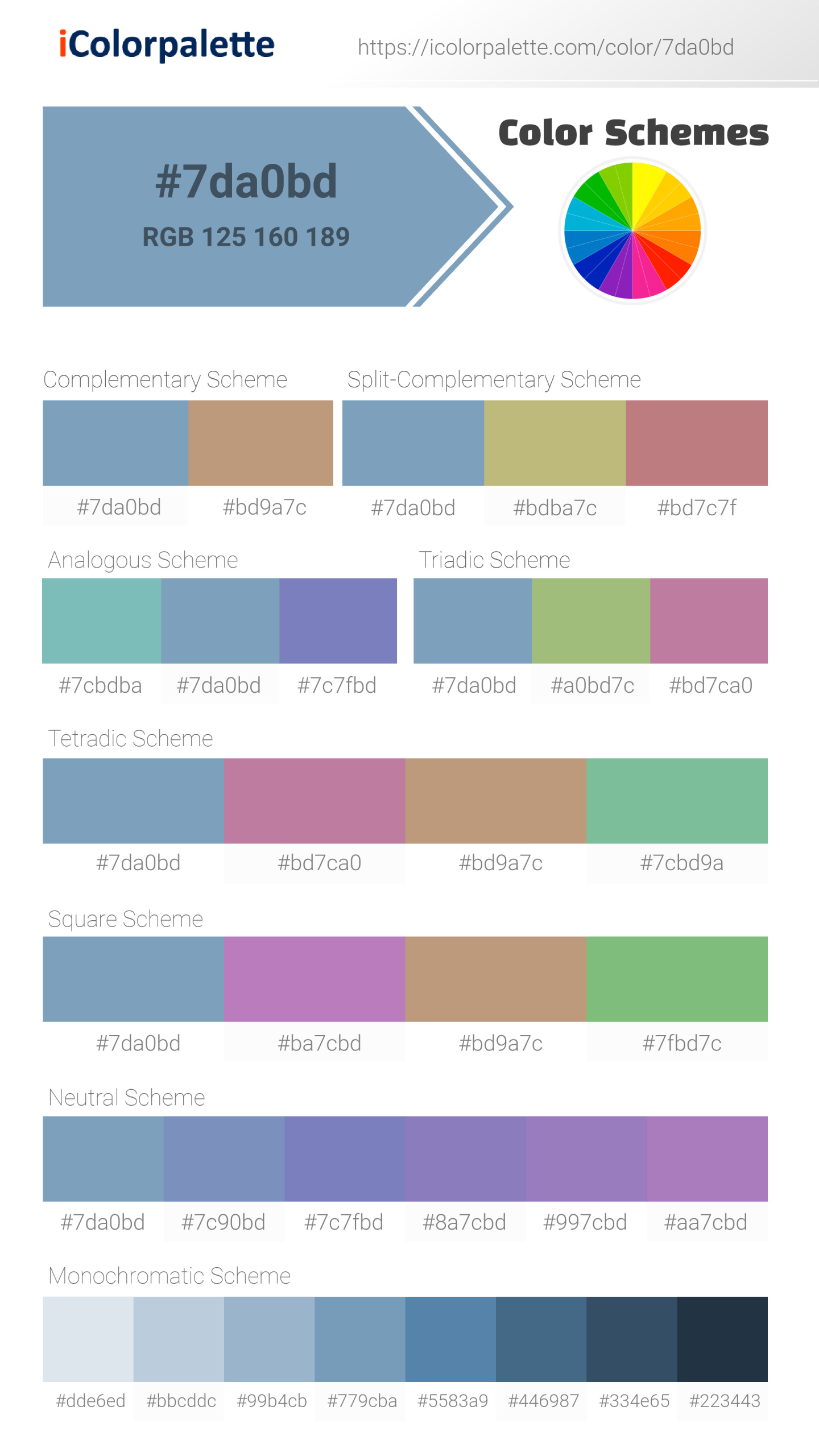 Hex Color #7da0bd | Pantone PANTONE 16-4120 TPG | Hsl | Rgb
