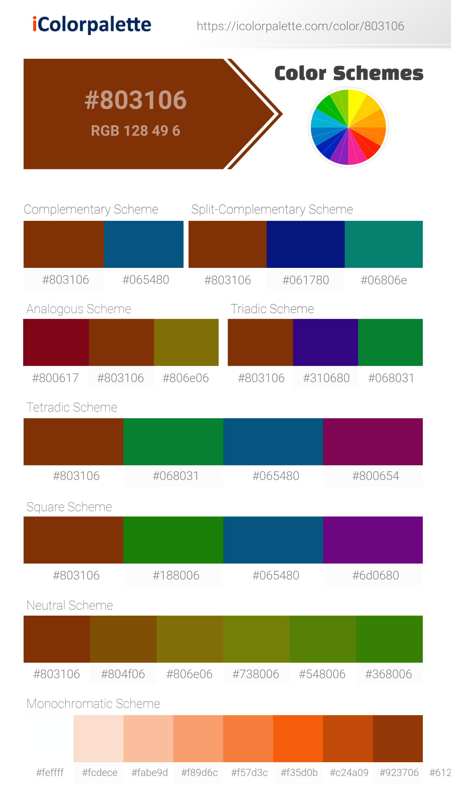 Red Shade Wash (similar) Color | 803106 information | Hsl | Rgb | Pantone