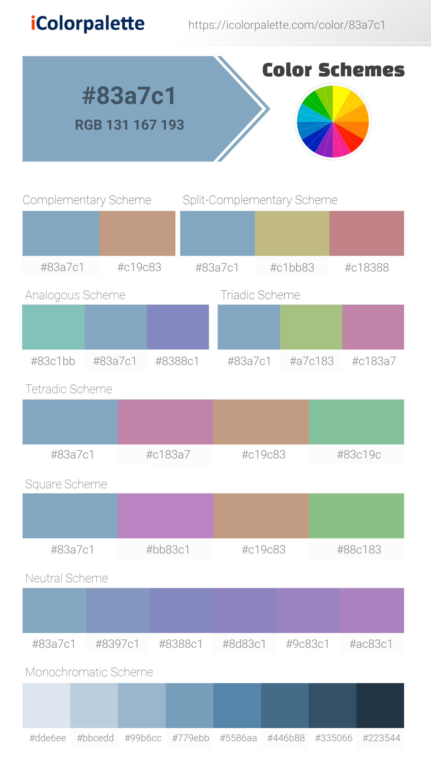 Hex Color #83a7c1 information | Hsl | Rgb | Pantone
