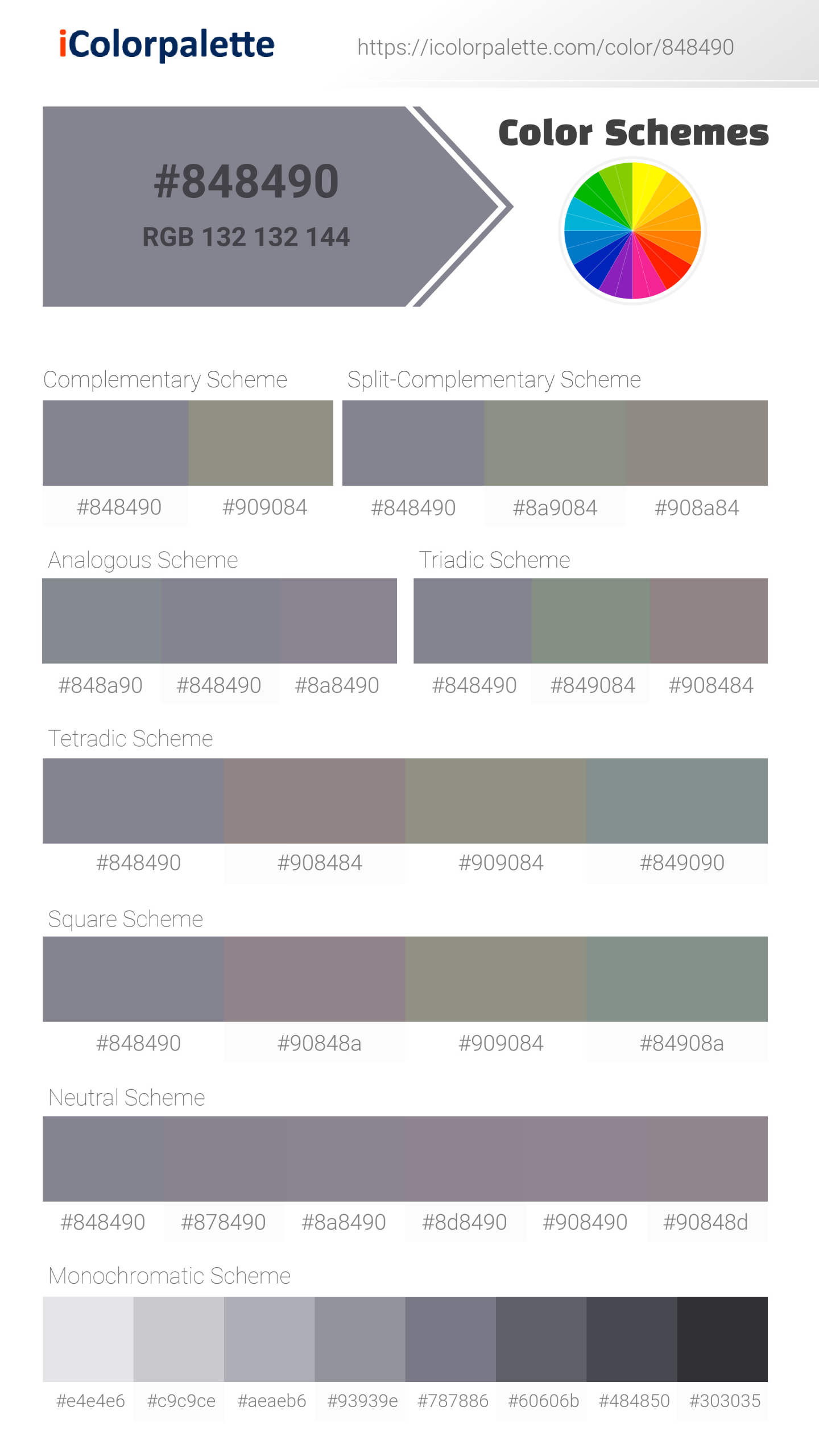 Pantone 17-3907 Tpx Quicksilver Color | Hex color Code #848490 ...