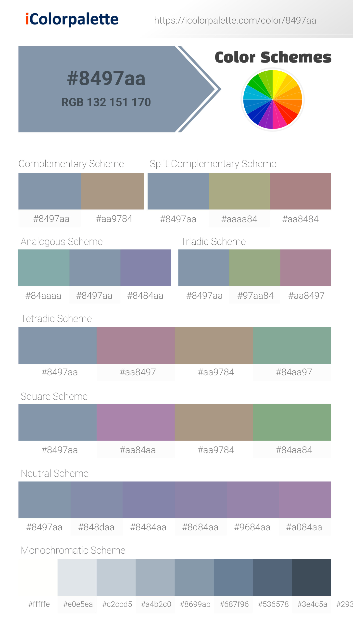 Ashley Blue (similar) Color | 8497aa information | Hsl | Rgb | Pantone